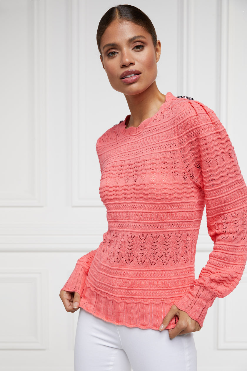 Kelsie Pointelle Knit (Coral) – Holland Cooper