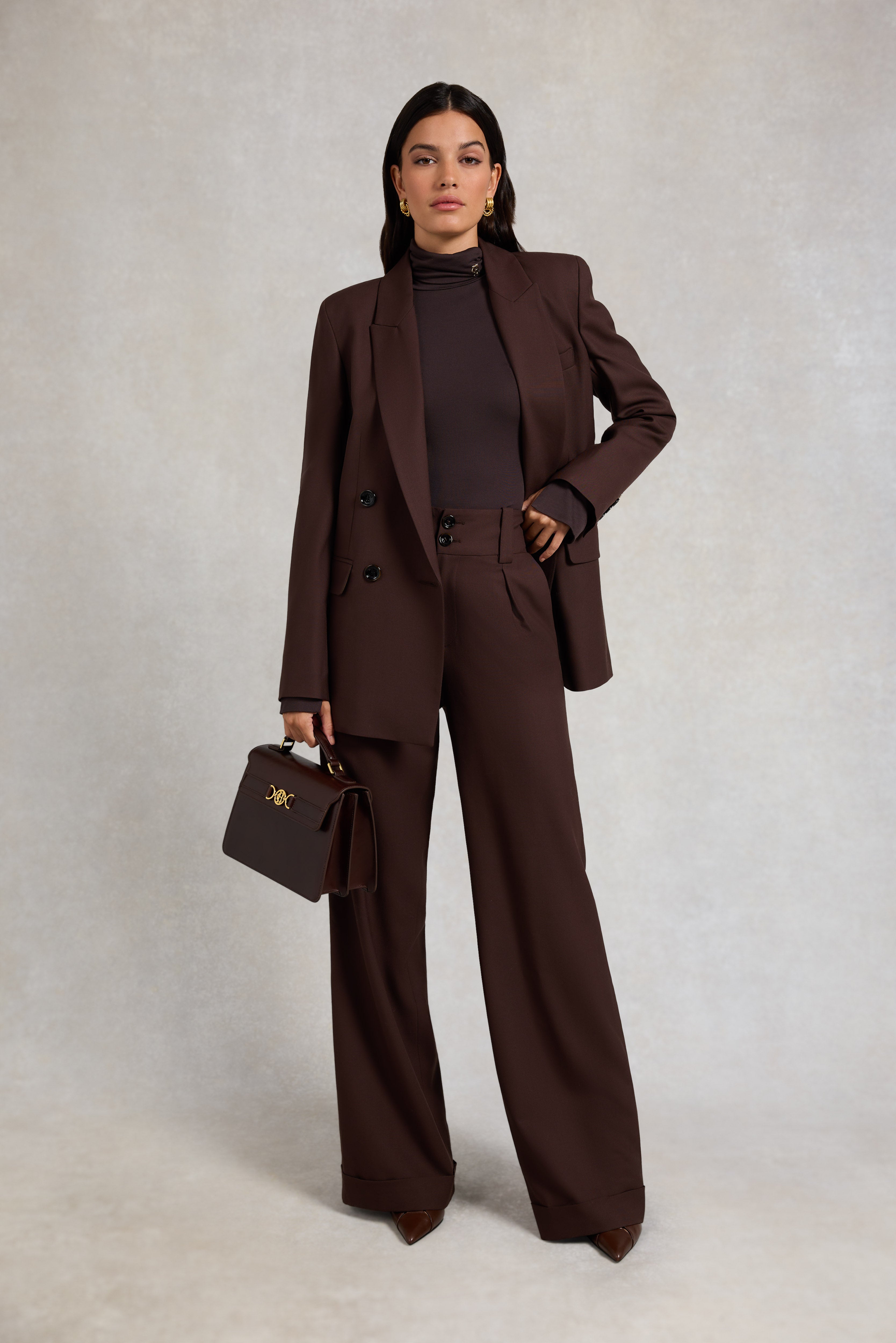 High Waisted Wide Leg Trouser (Walnut Twill) – Holland Cooper