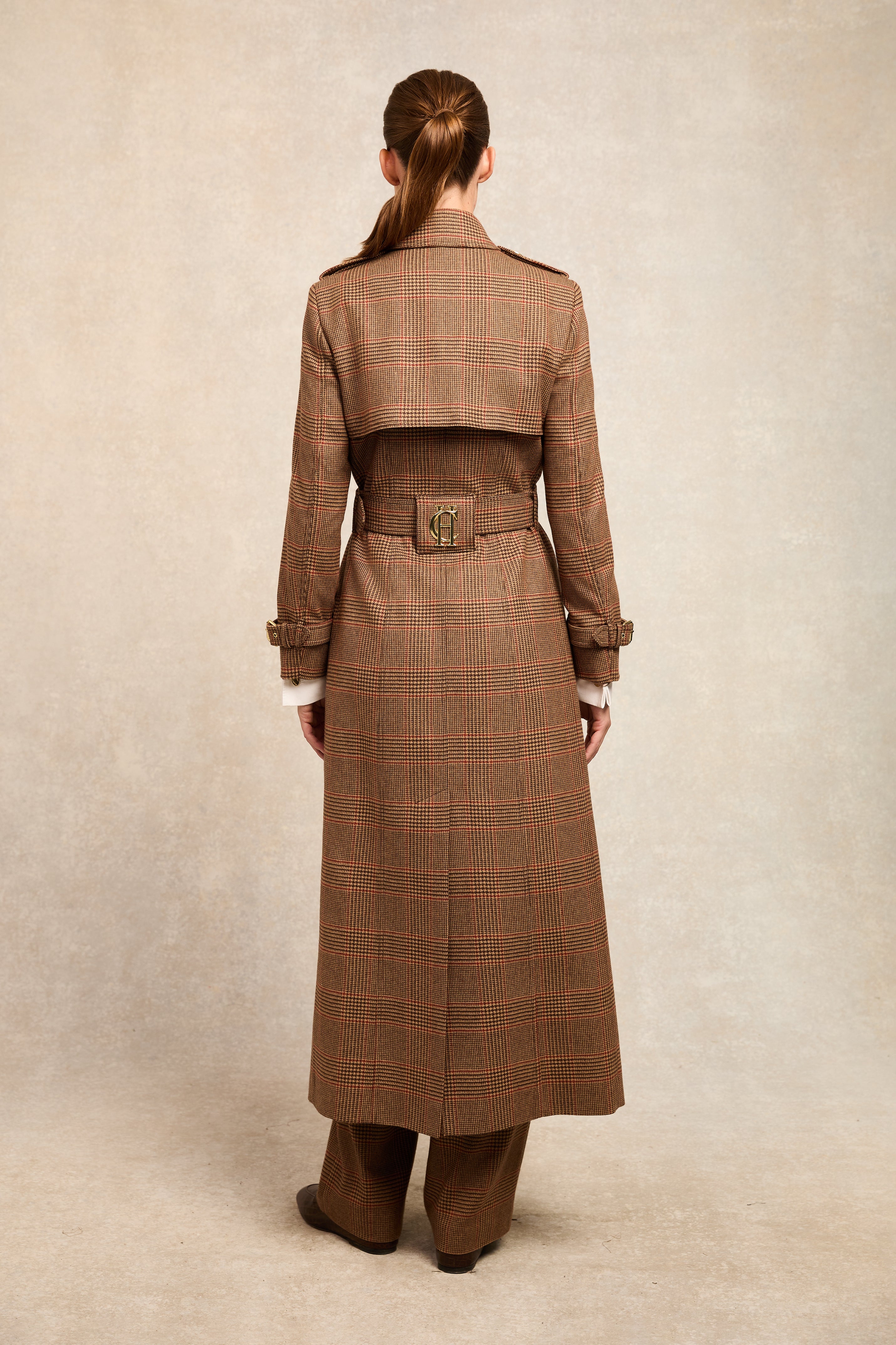 Full Length Marlborough Trench Coat (Clarence Check Merlot) – Holland ...