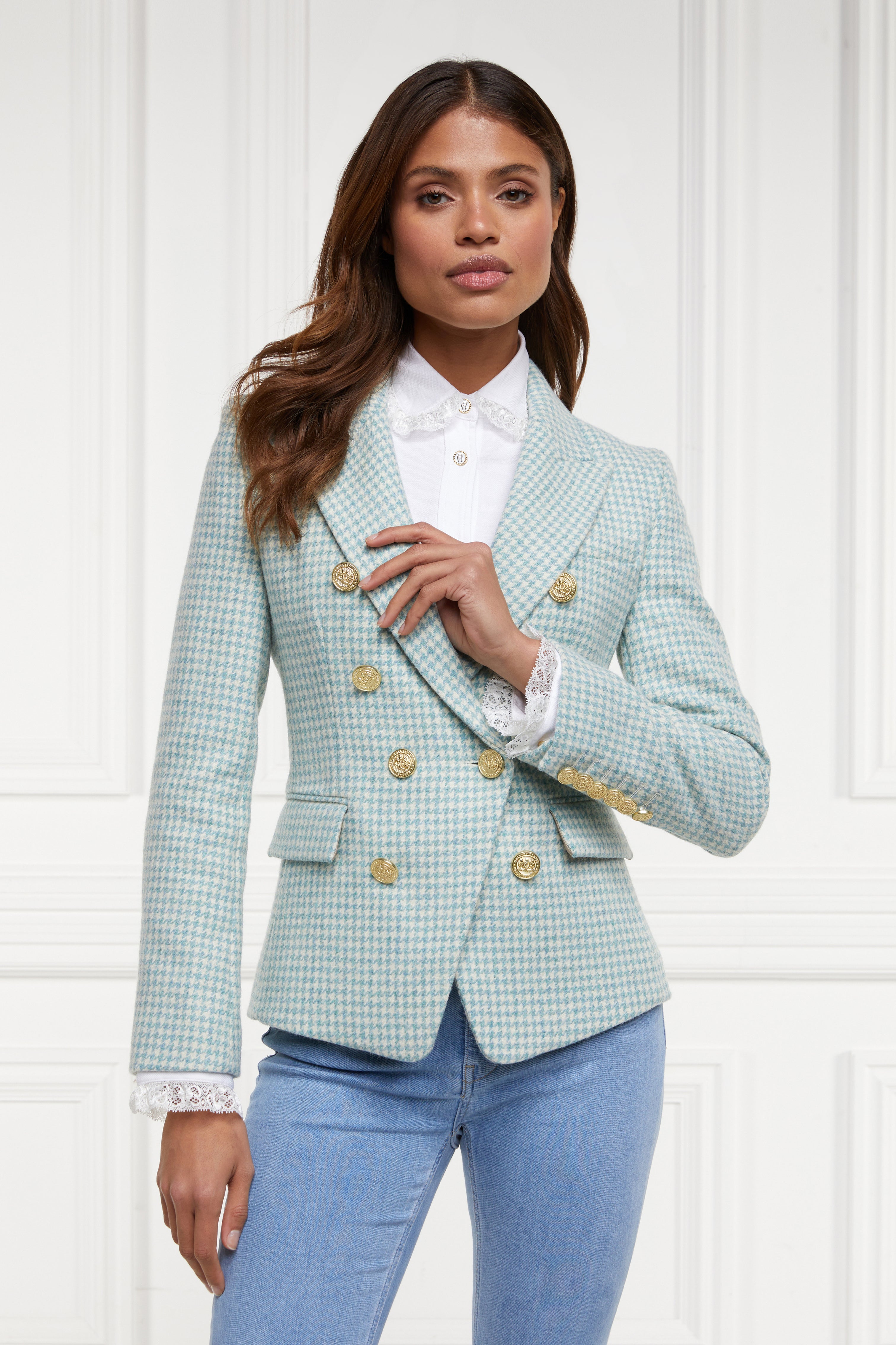 Knightsbridge Blazer (Teal Houndstooth) – Holland Cooper
