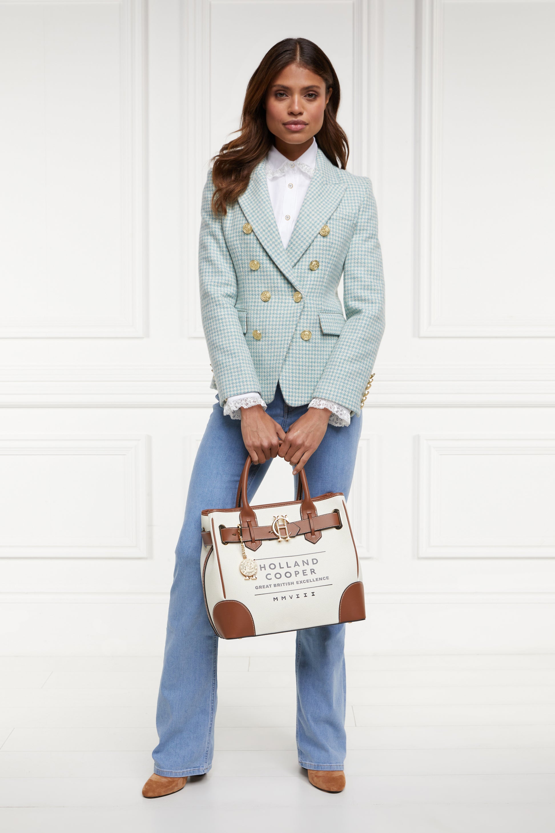 Knightsbridge Blazer (Teal Houndstooth) – Holland Cooper