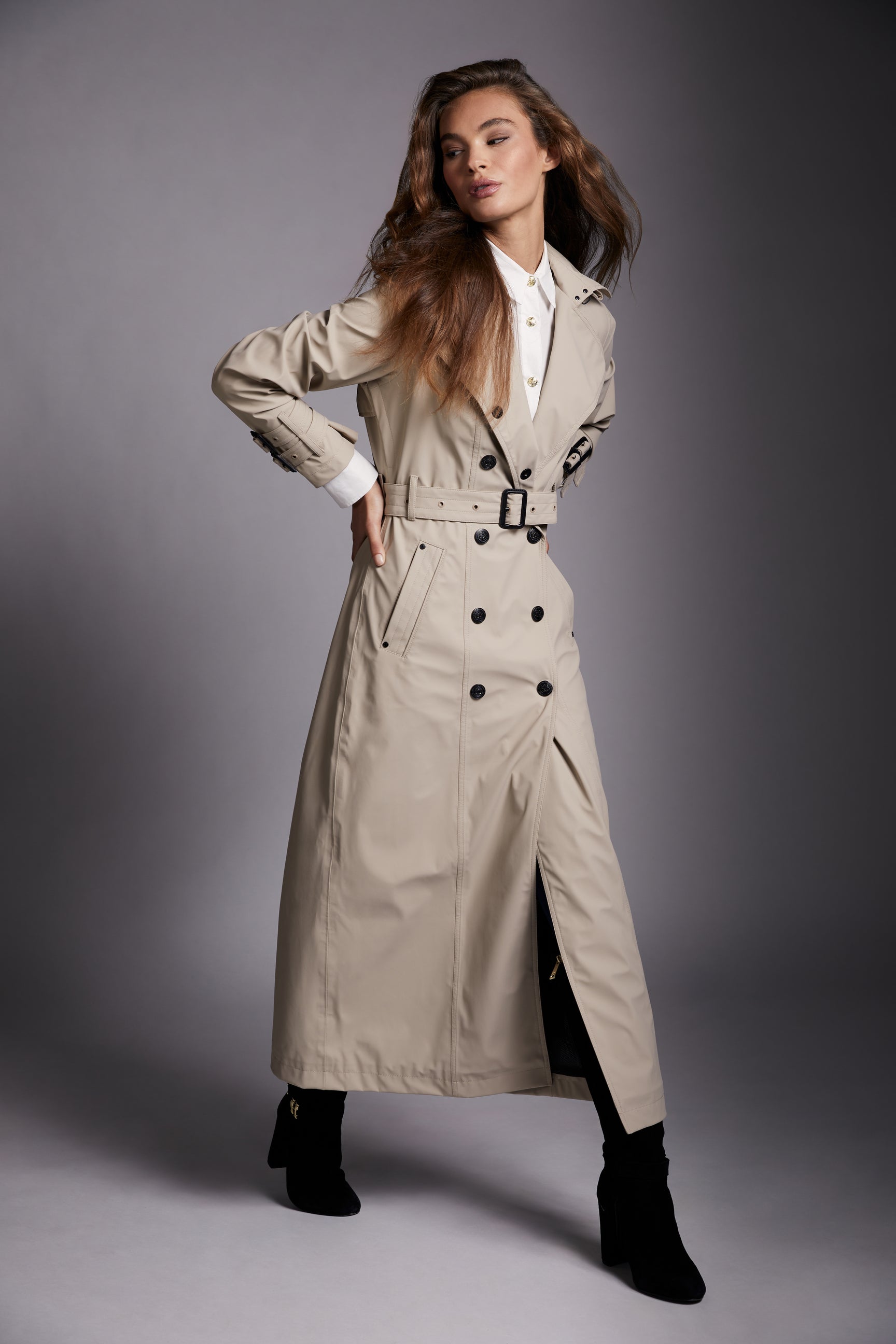 Full Length Kendal Waterproof Trench Coat (Stone) – Holland Cooper
