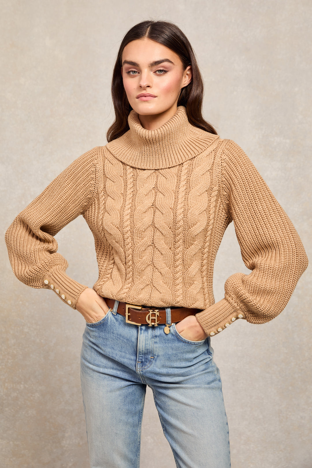 Corded Roll Neck Knit (Camel) – Holland Cooper