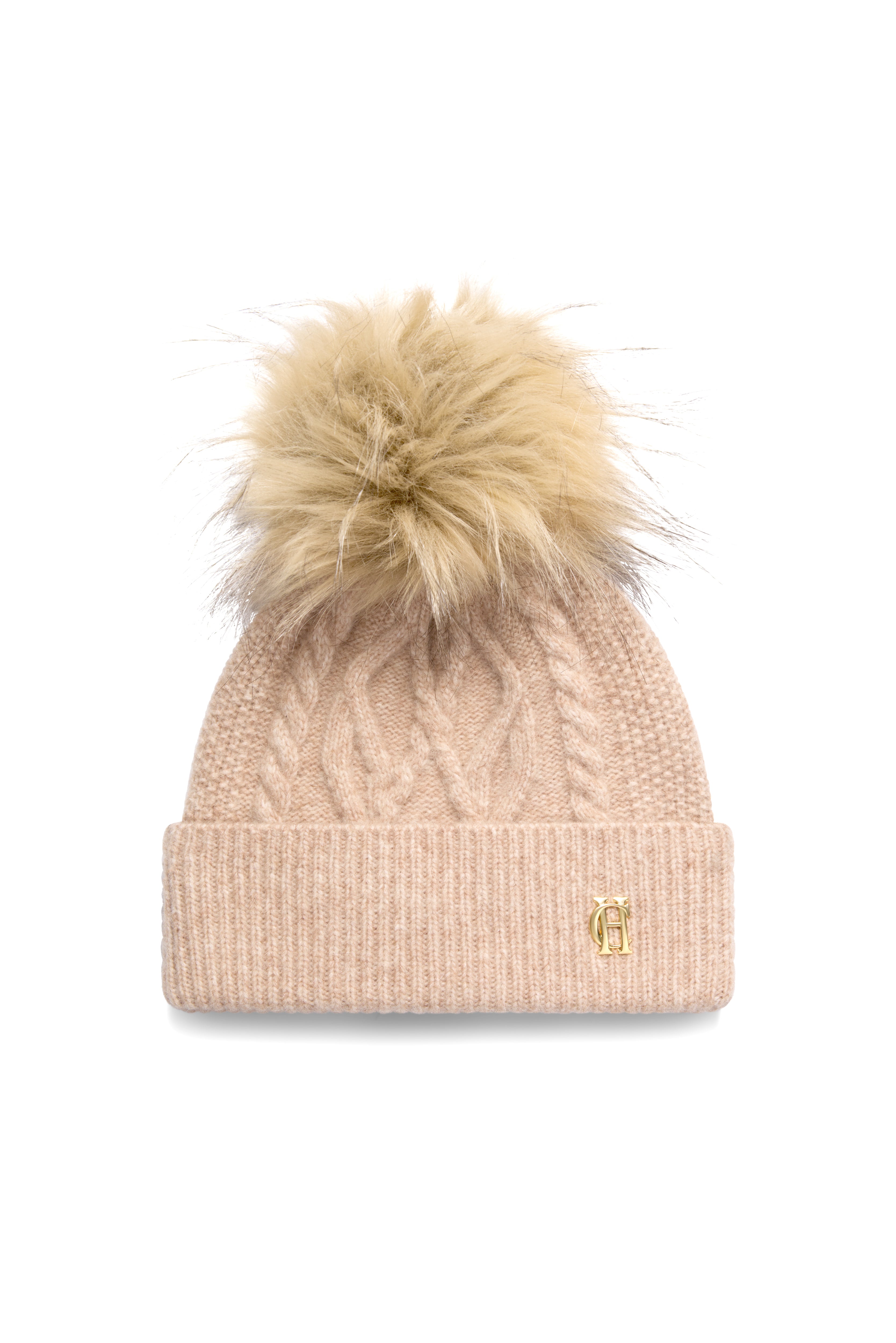 Sloane Cable Bobble Hat (Taupe Marl) – Holland Cooper