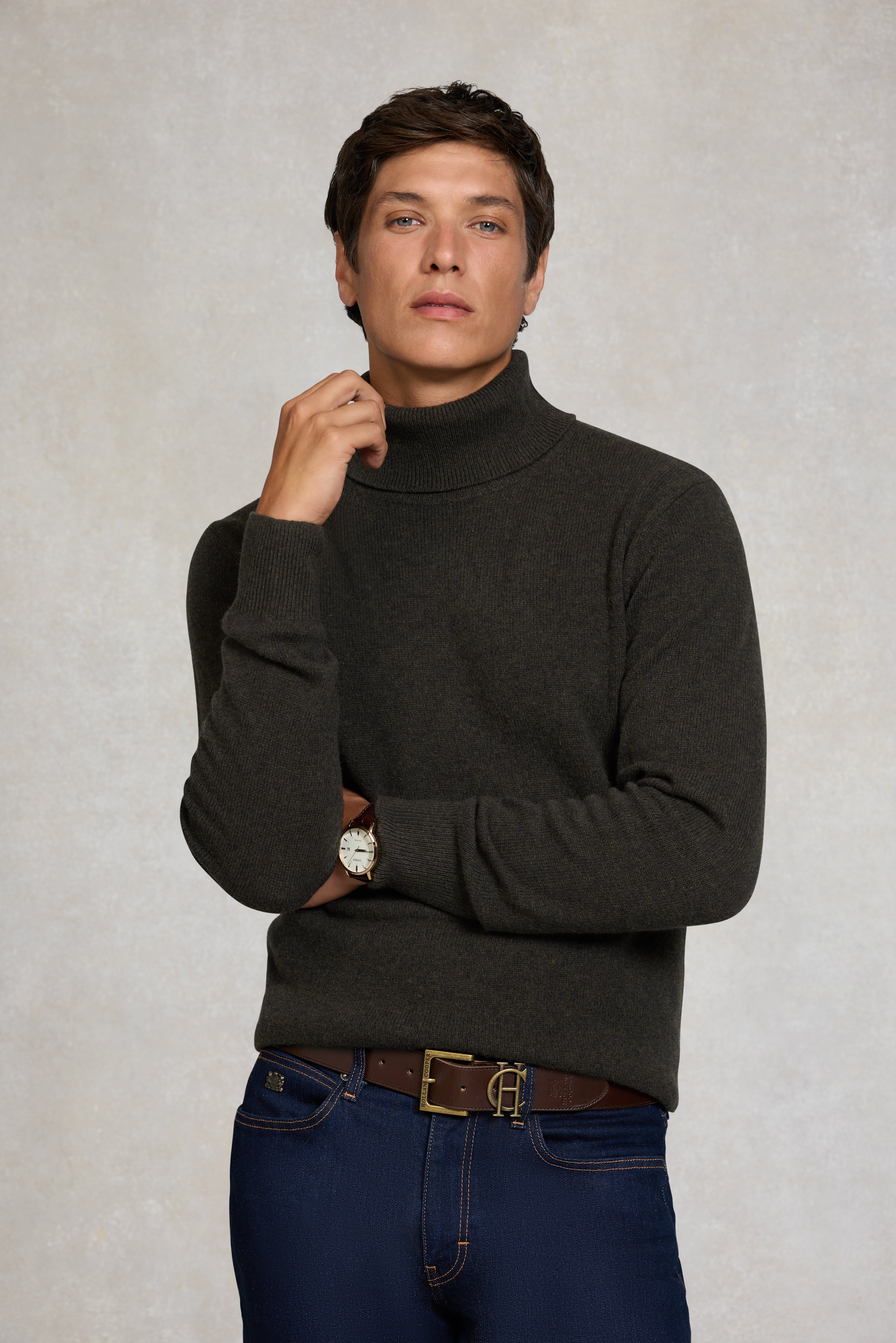 Byron Roll Neck Knit (Moss) – Holland Cooper