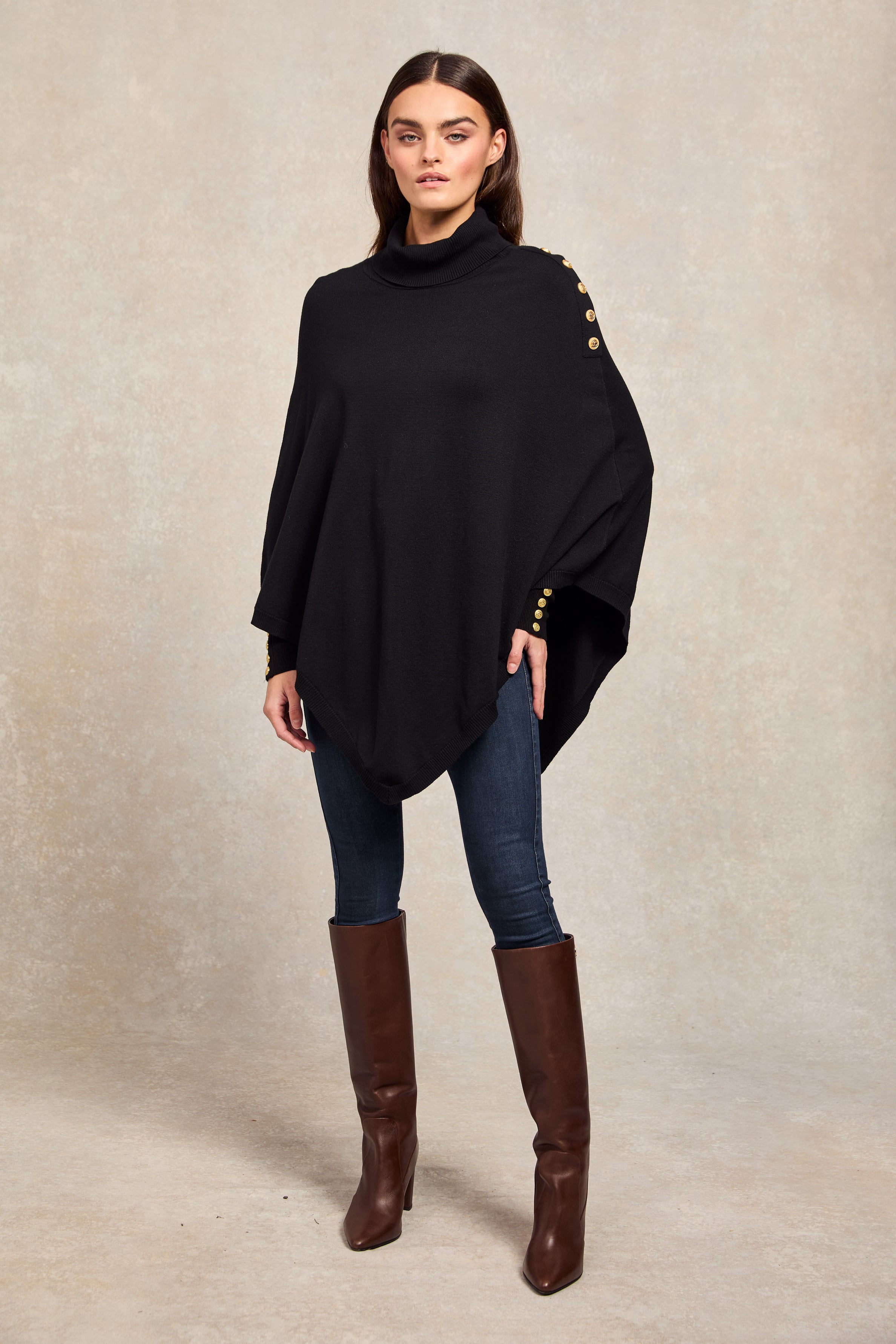 Roll Neck Cape (Black) – Holland Cooper