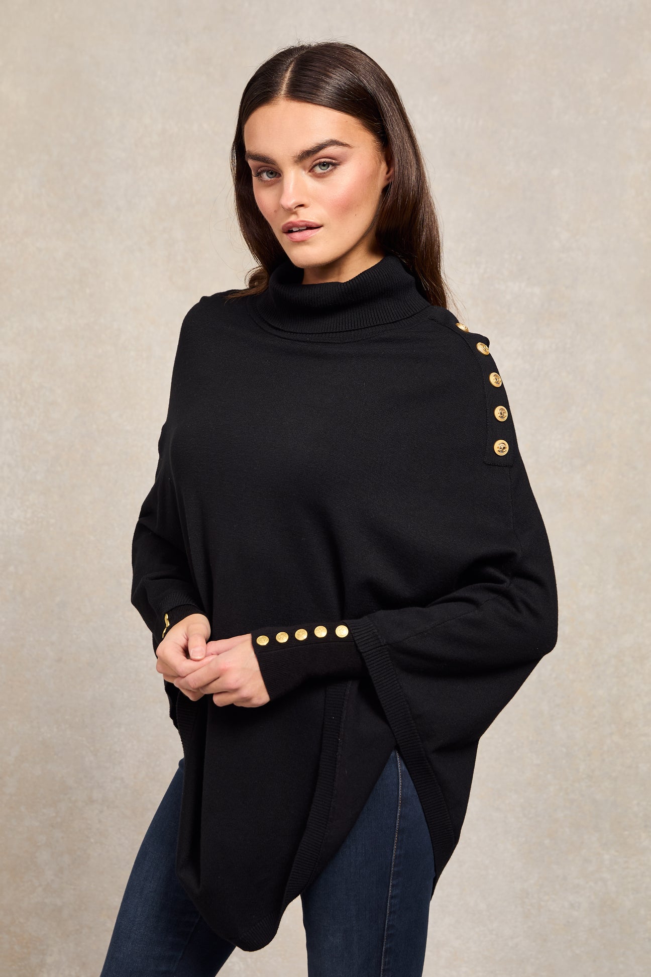 Roll Neck Cape (Black) – Holland Cooper