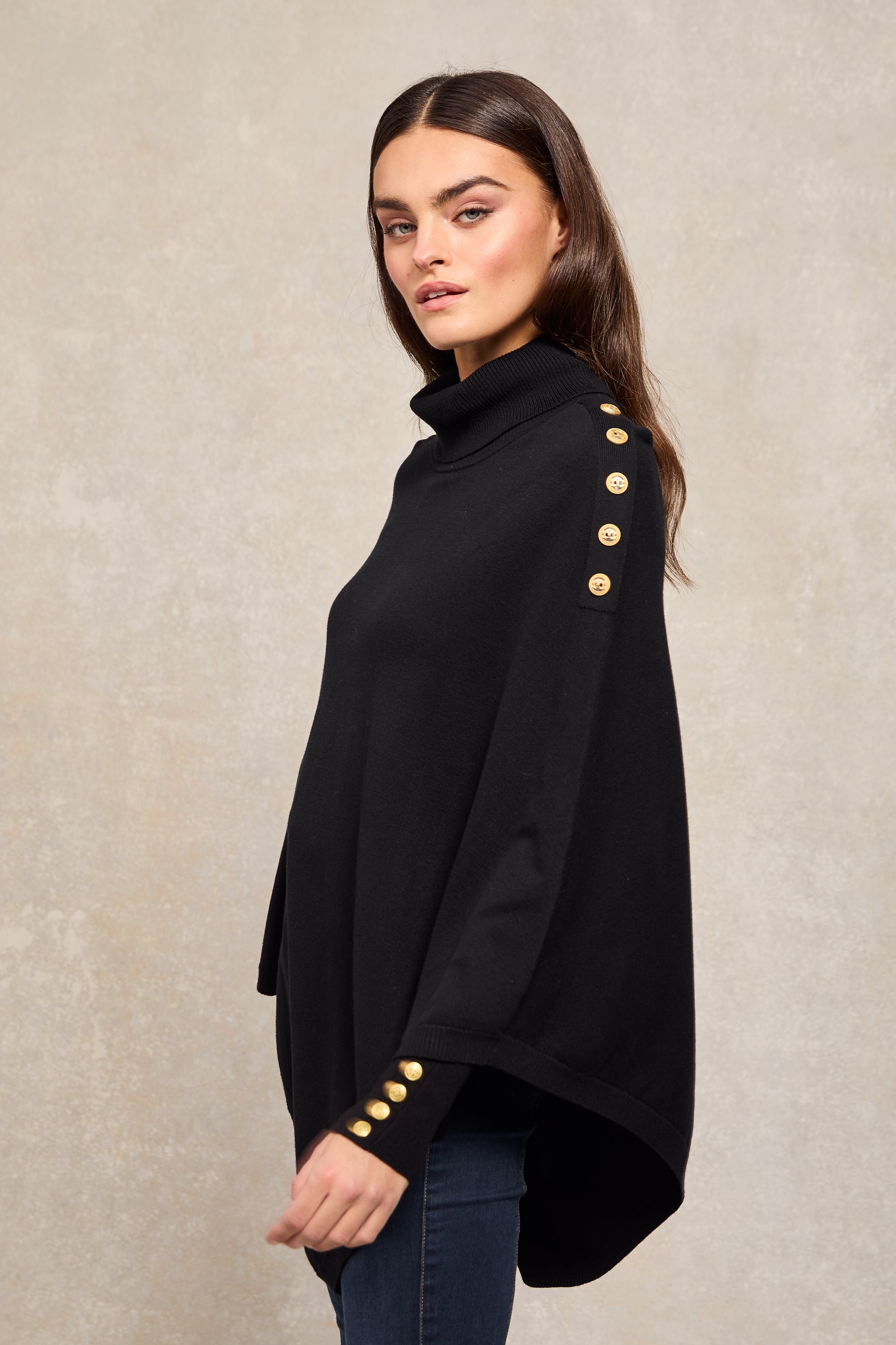Roll Neck Cape (Black) – Holland Cooper
