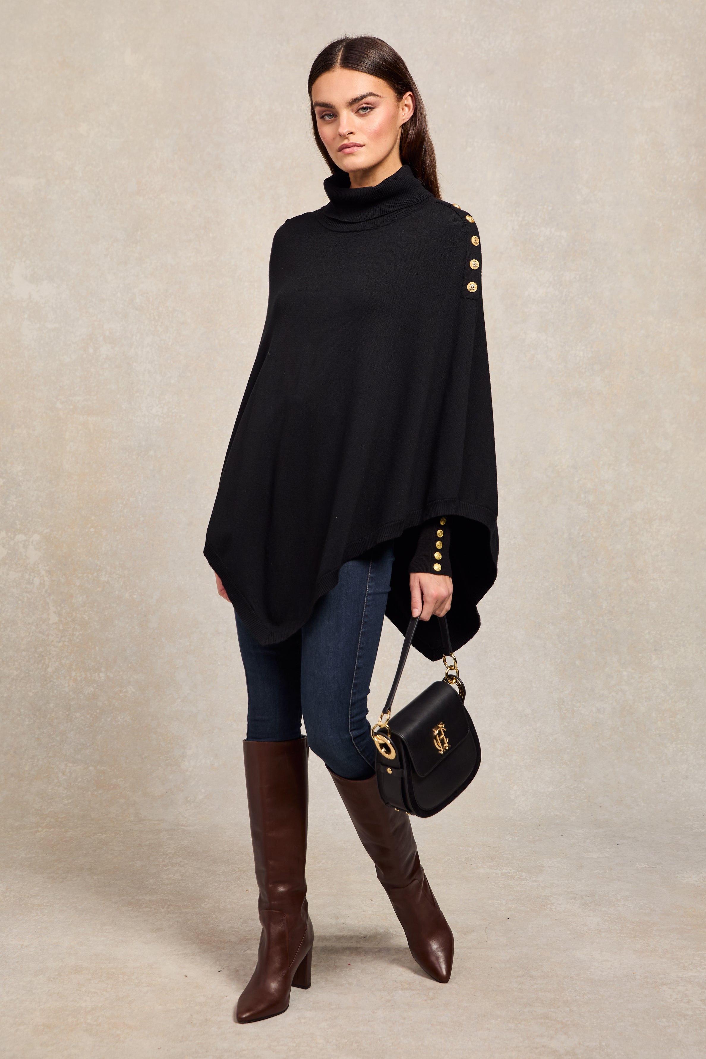 Roll Neck Cape (Black) – Holland Cooper