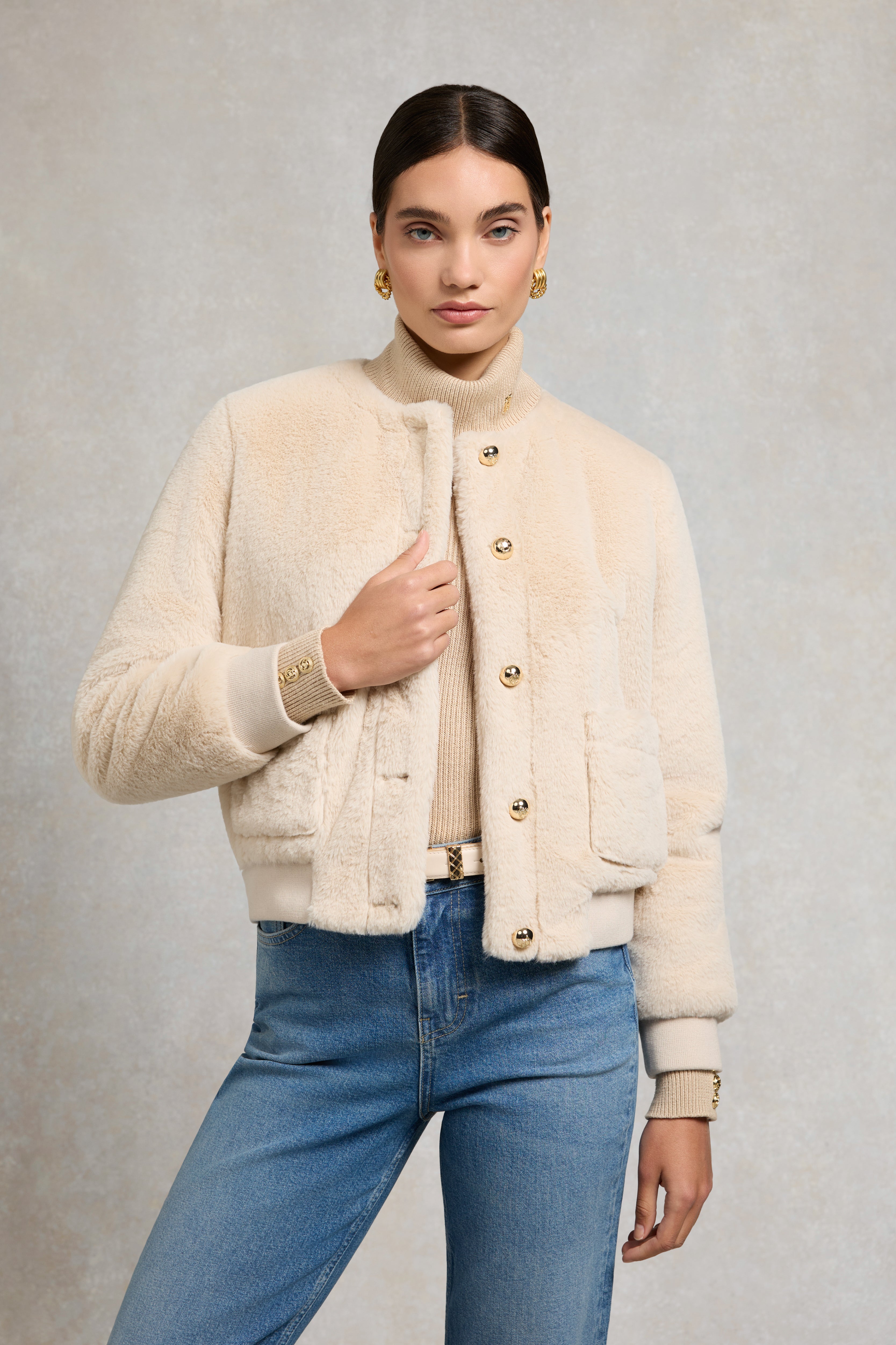 Teddy Bomber Jacket (Natural) – Holland Cooper