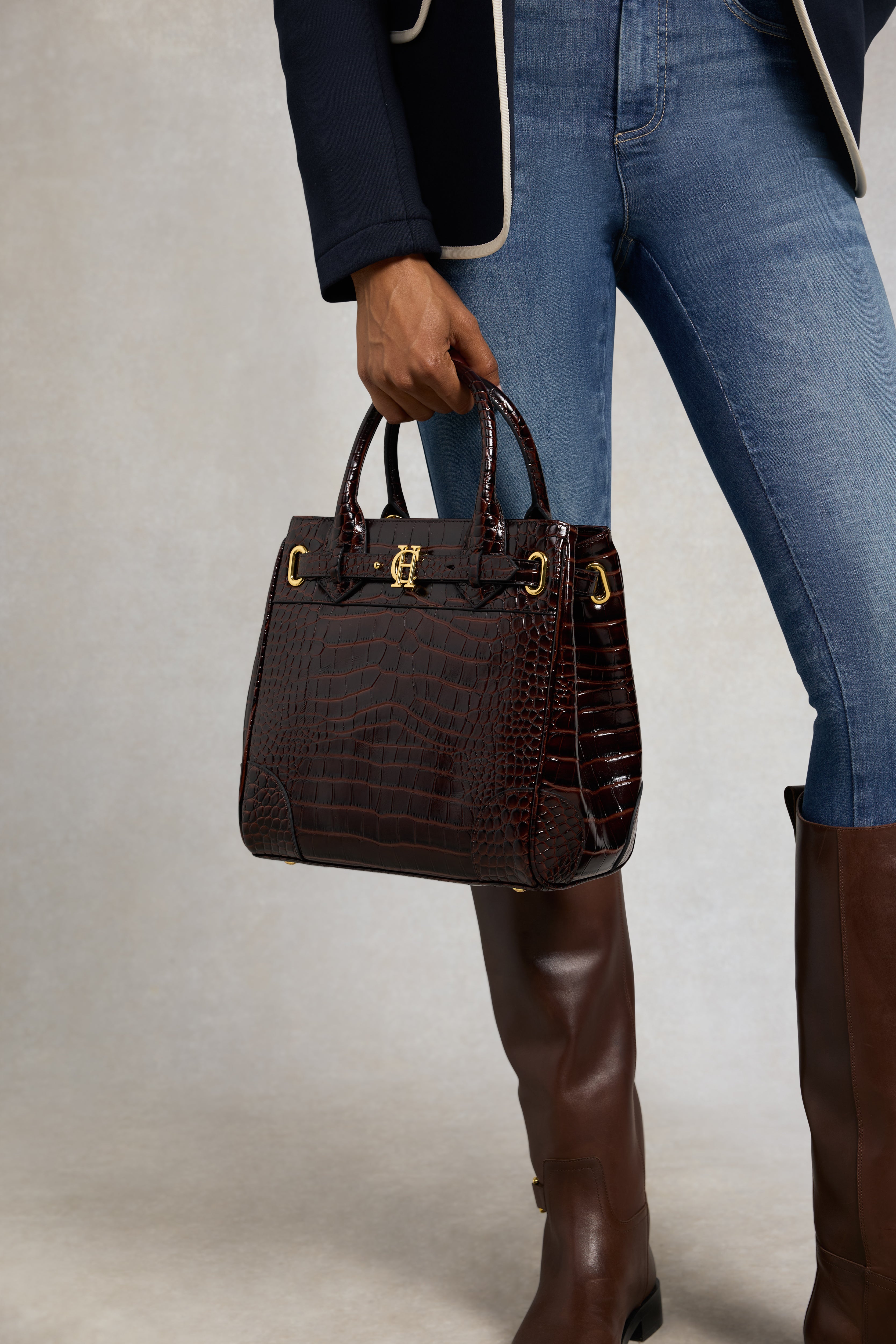 The Brompton Mini Tote (Rich Chocolate Croc) – Holland Cooper