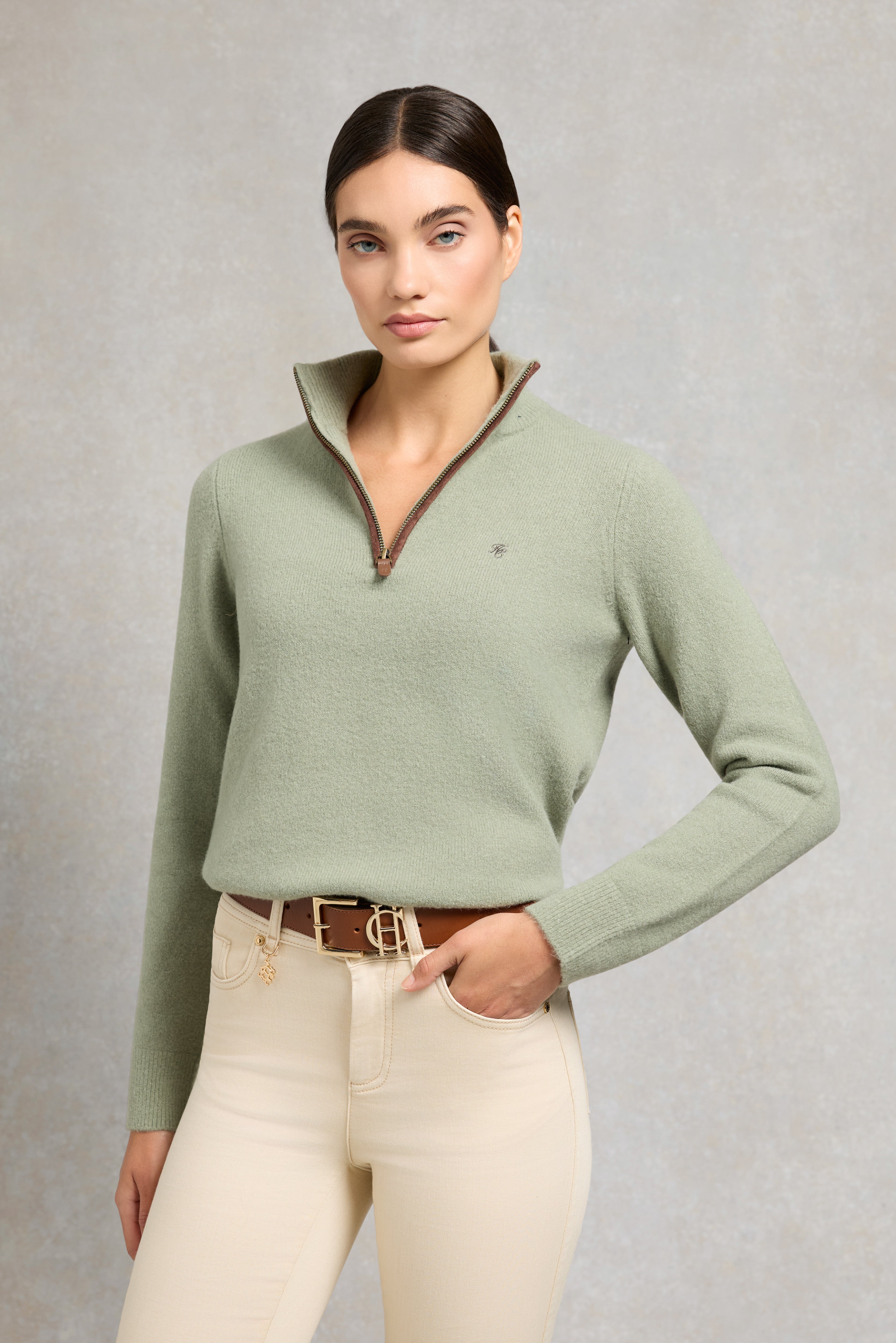 Country Quarter Zip Knit (Sage) – Holland Cooper