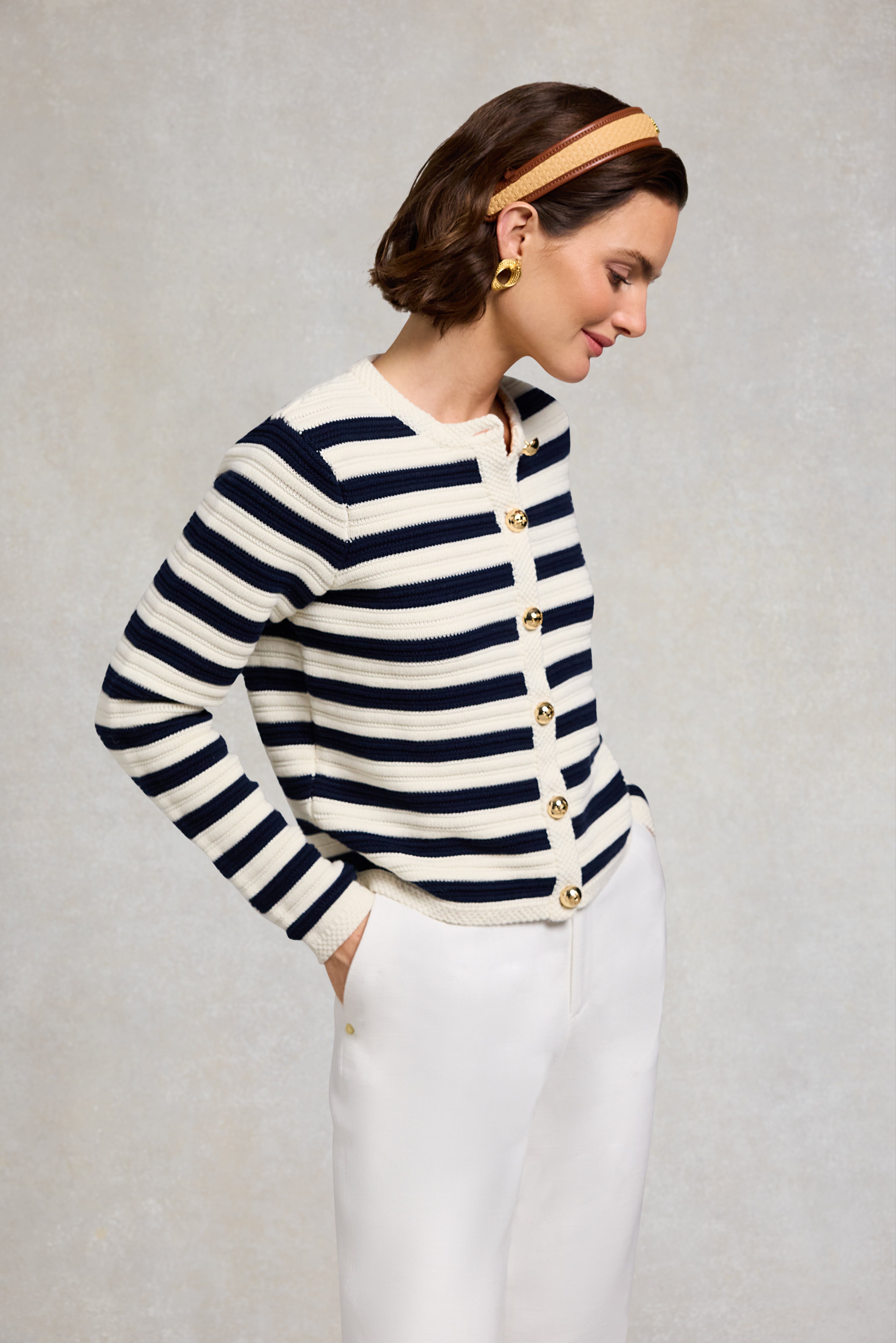 Anna Knitted Cardigan (Ink Navy Natural) – Holland Cooper