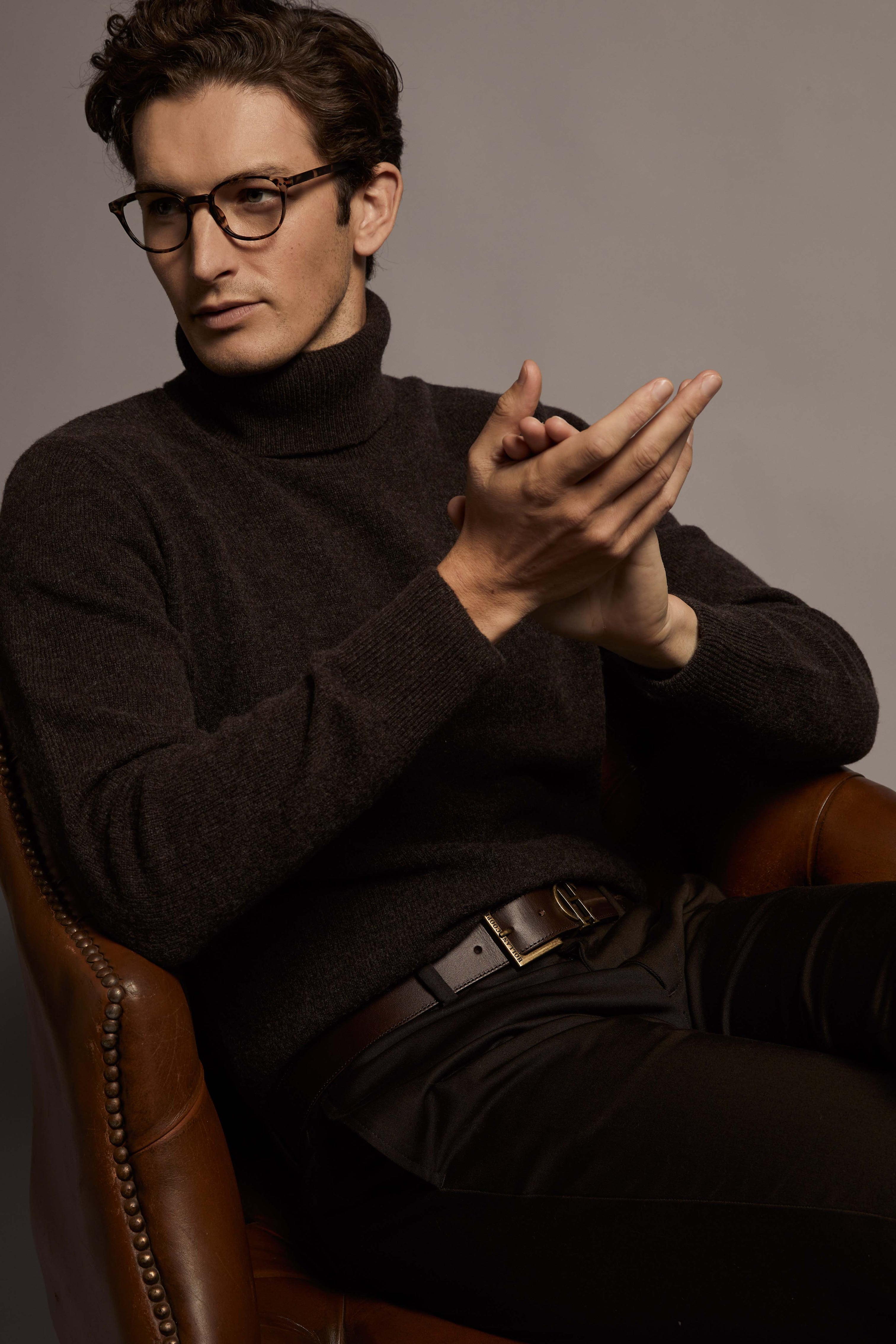 Byron Roll Neck Knit (Chocolate) – Holland Cooper