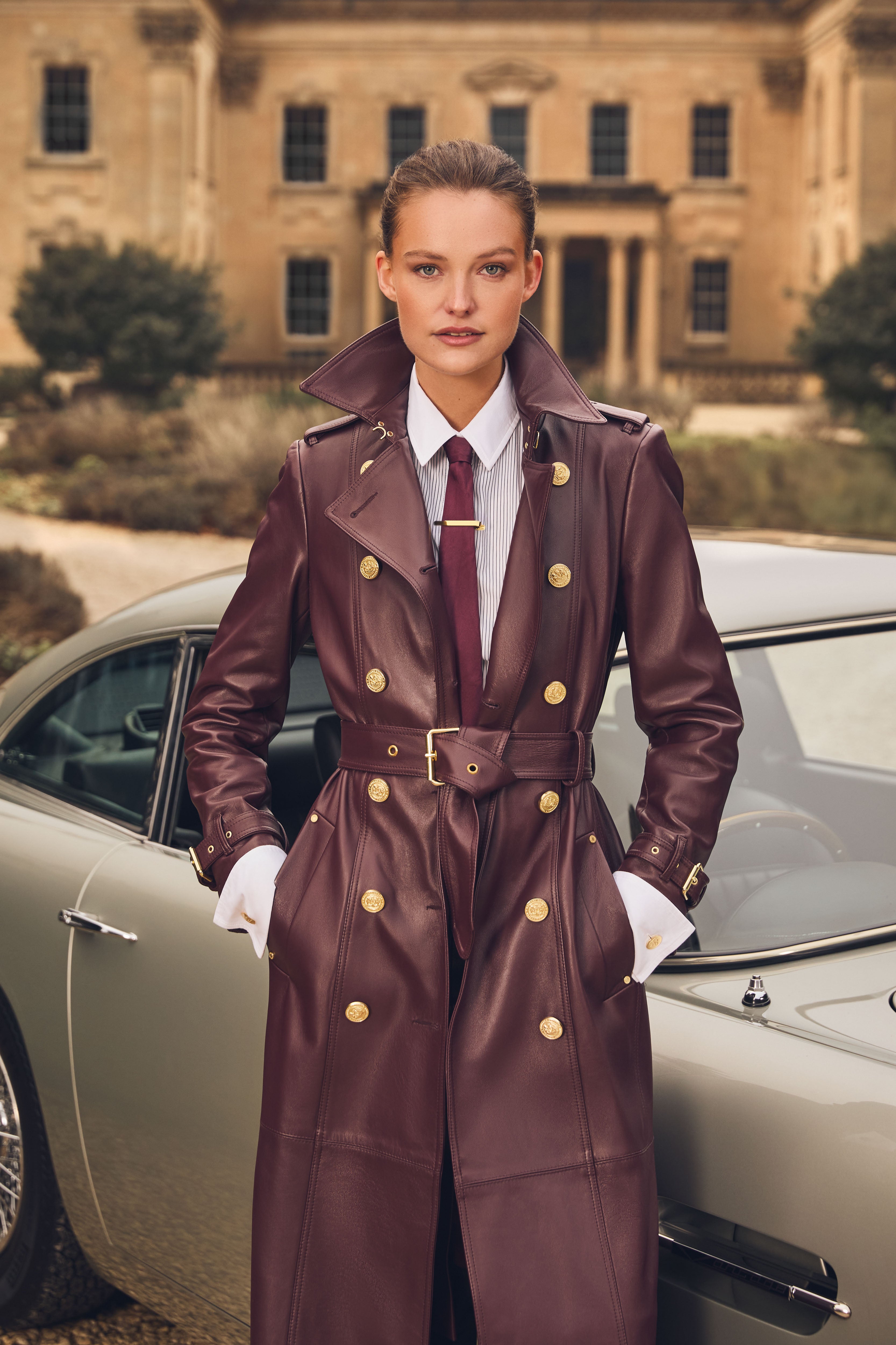 Full Length Marlborough Trench Coat (Valencia Leather Oxblood ...