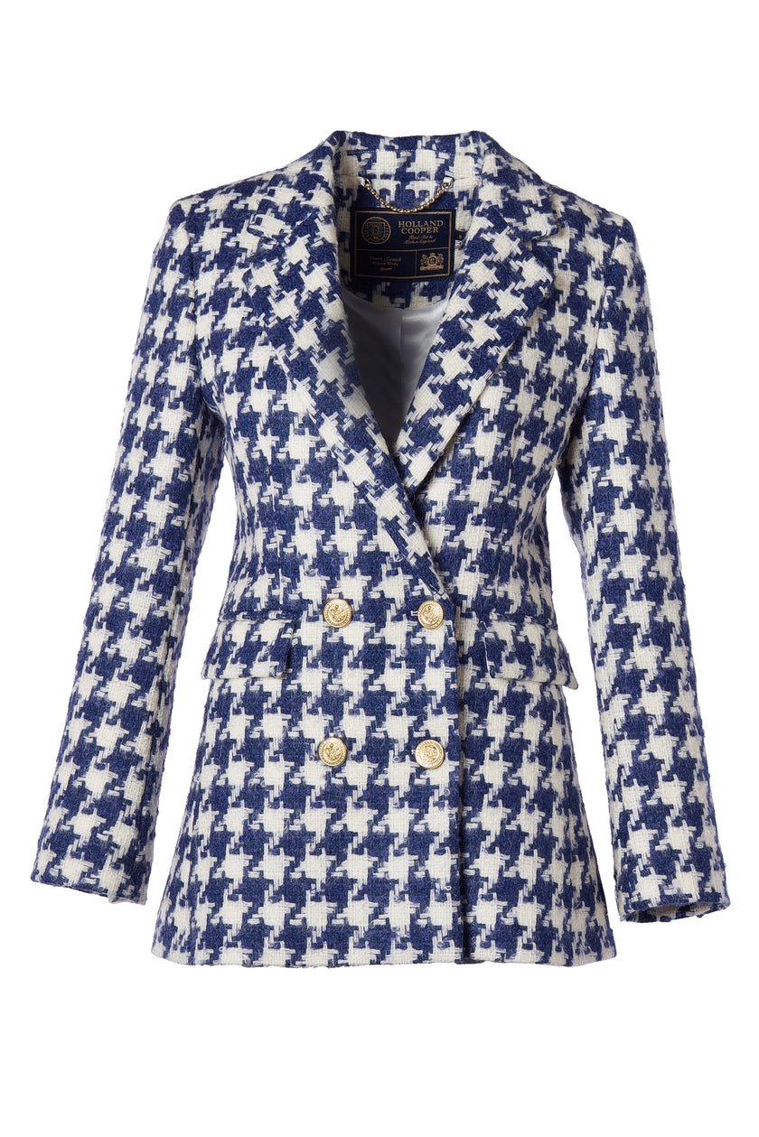 The Large Scale Navy Houndstooth Suit – Holland Cooper