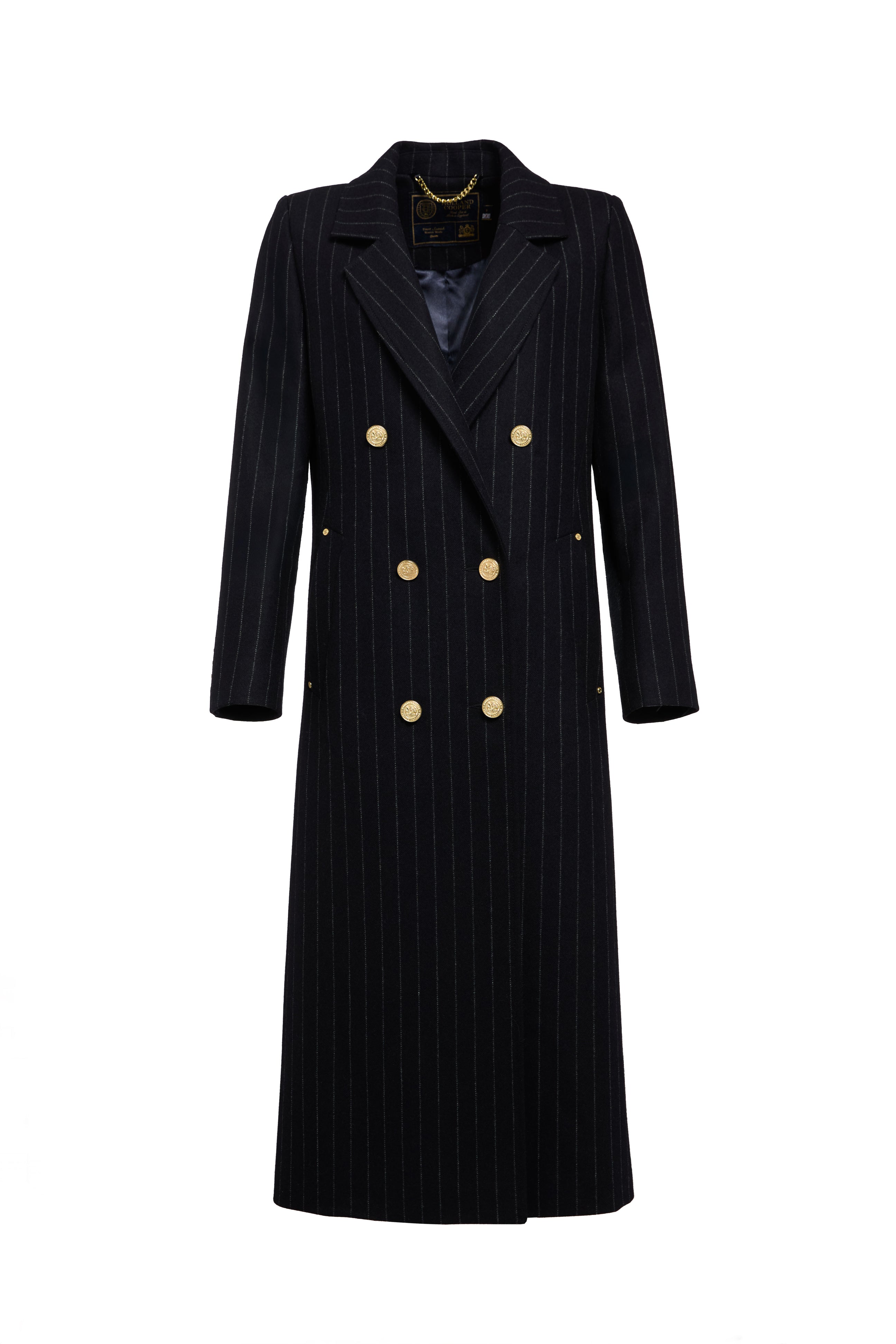 Double Breasted Coat (Dark Navy Pinstripe) – Holland Cooper