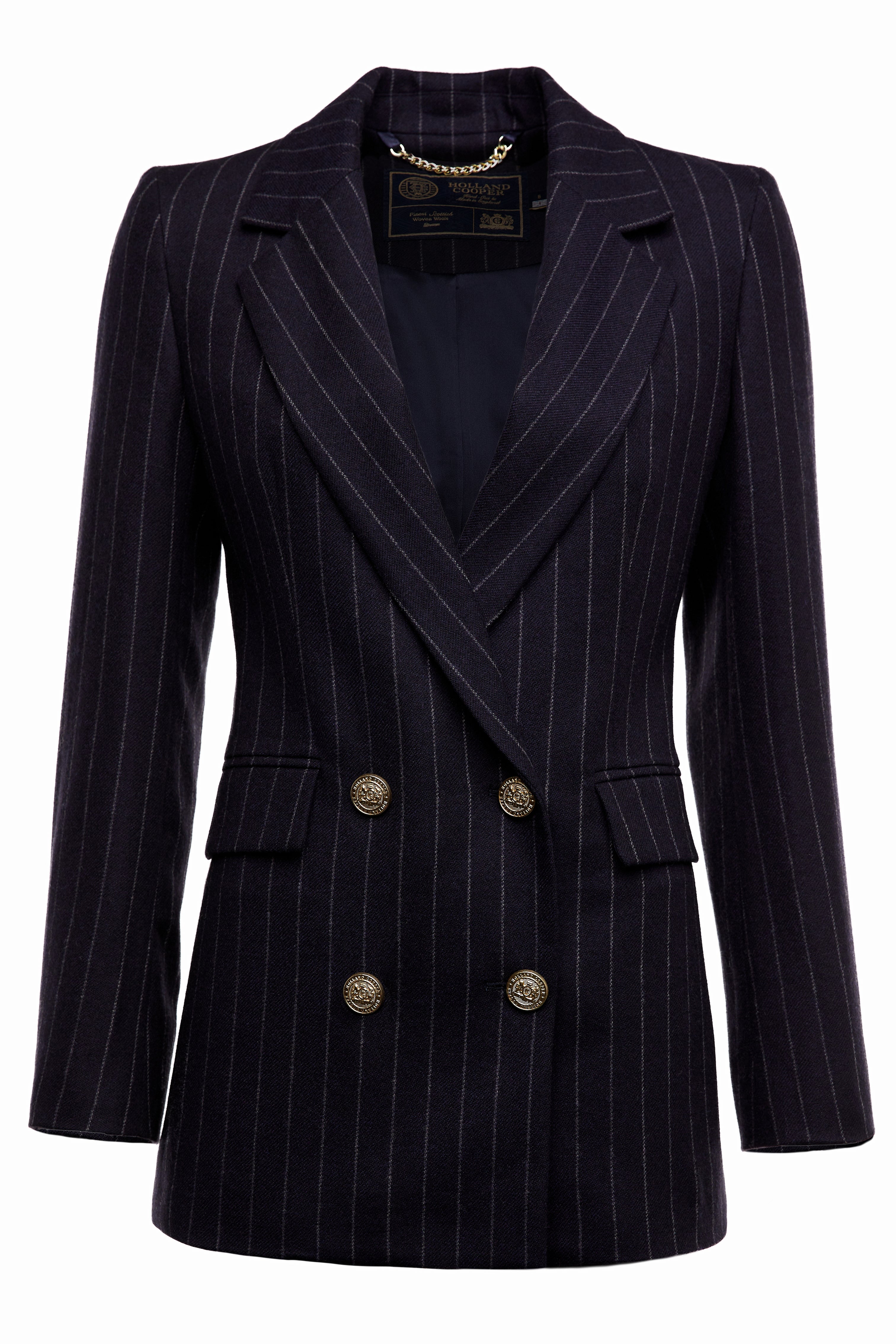 Double Breasted Blazer (Navy Chalk Pin Stripe) – Holland Cooper