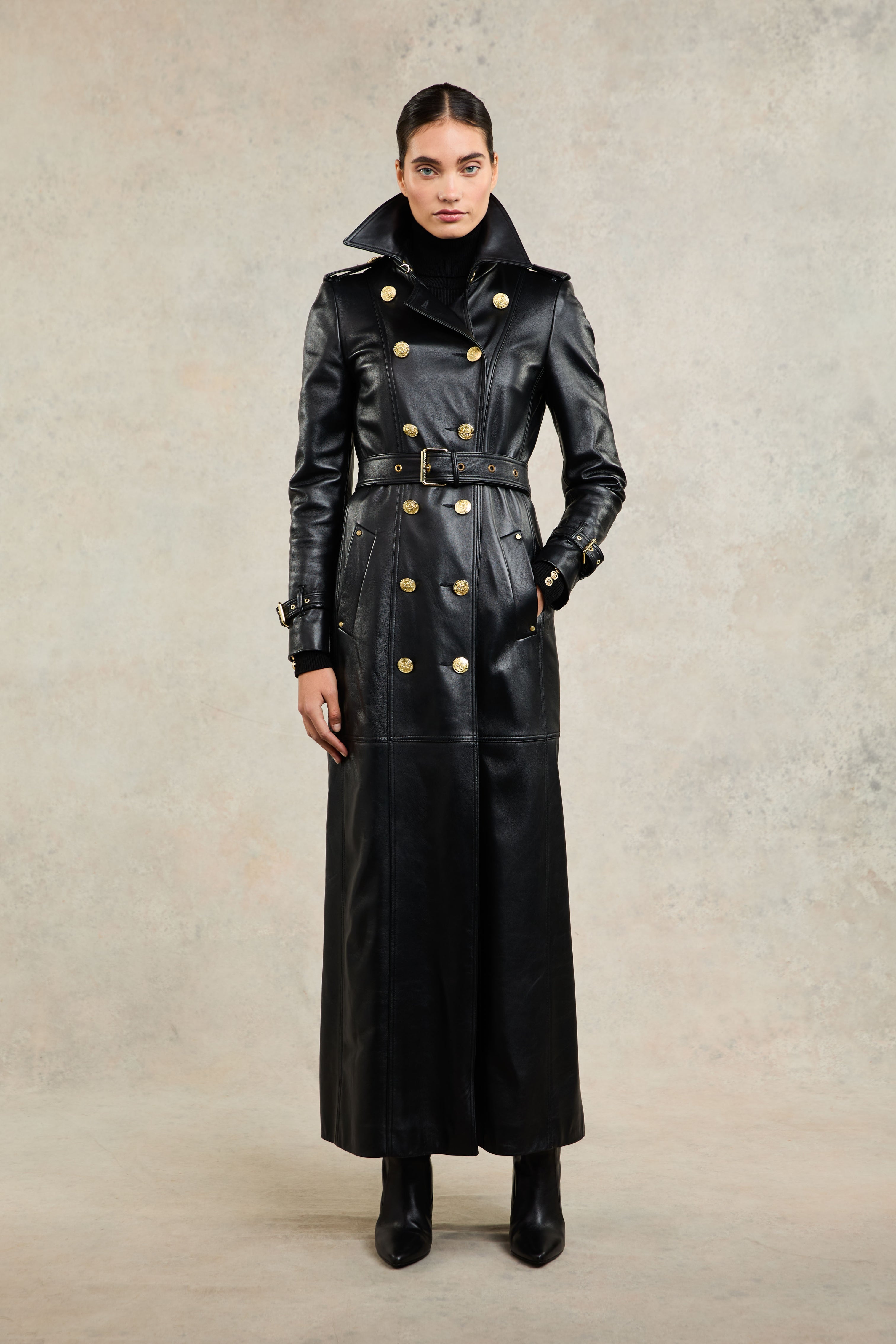 Full Length Marlborough Trench Coat (Valencia Leather Black) – Holland Cooper