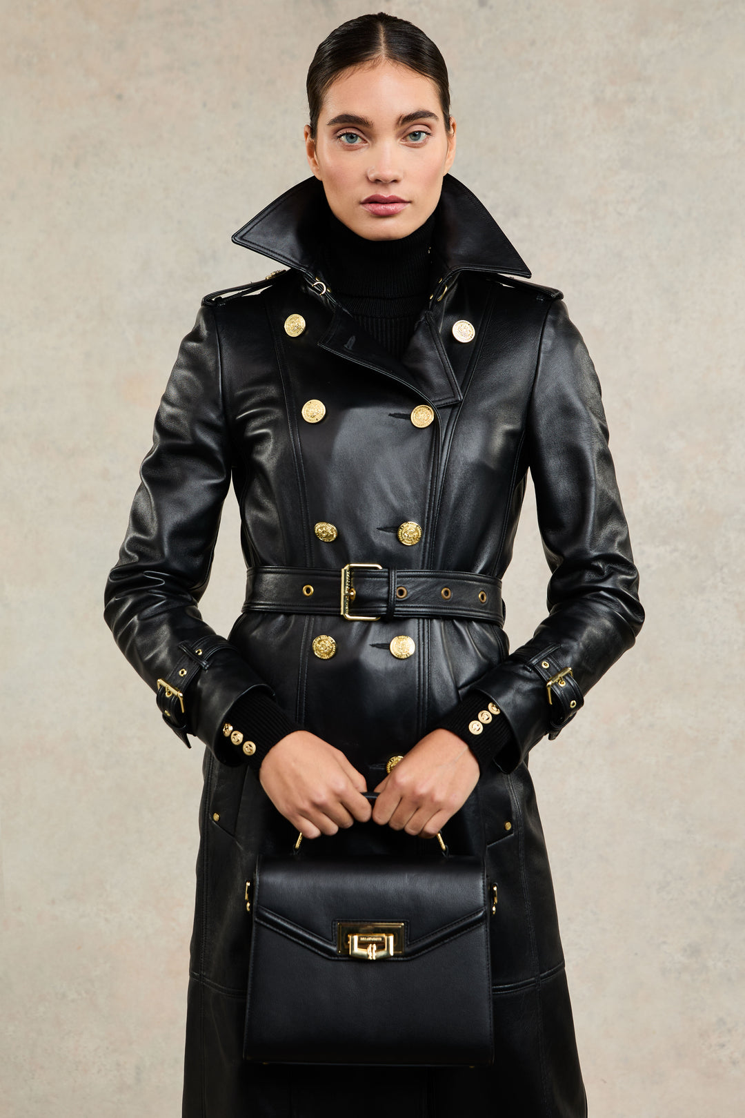 Full Length Marlborough Trench Coat (Valencia Leather Black) – Holland ...