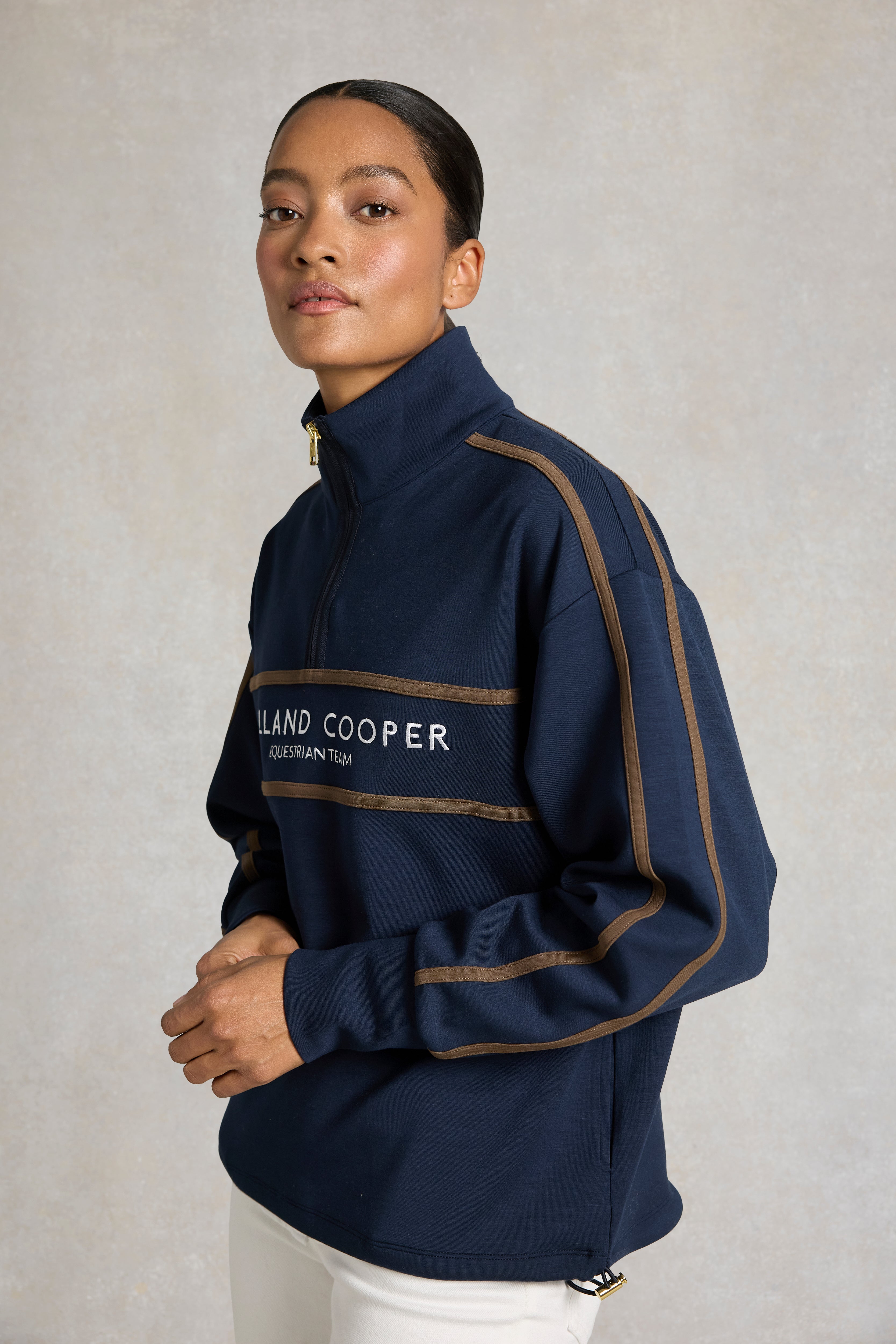 Equestrian Quarter Zip Neck Sweat (Ink Navy) – Holland Cooper