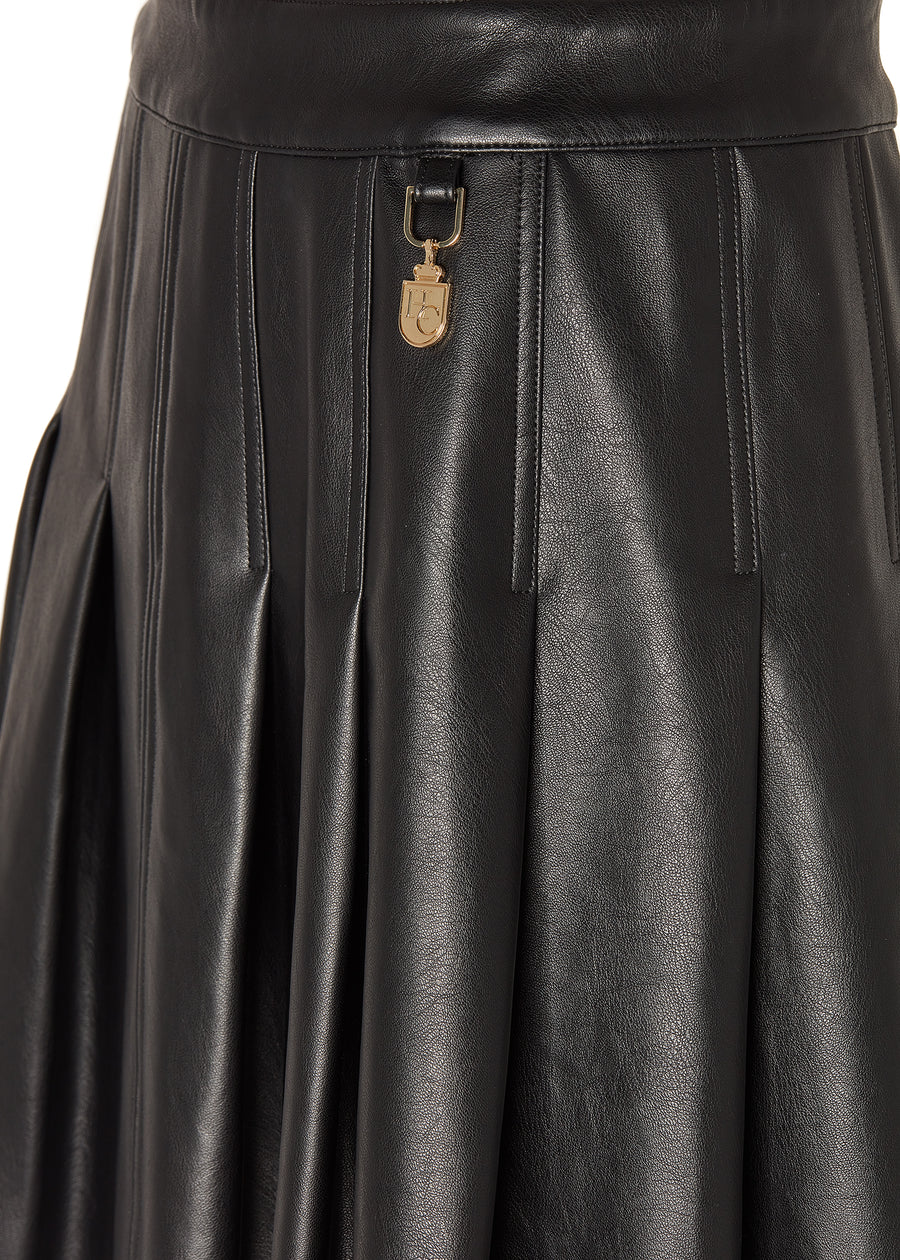 Faux Leather Pleated Mini Skirt (Black) – Holland Cooper