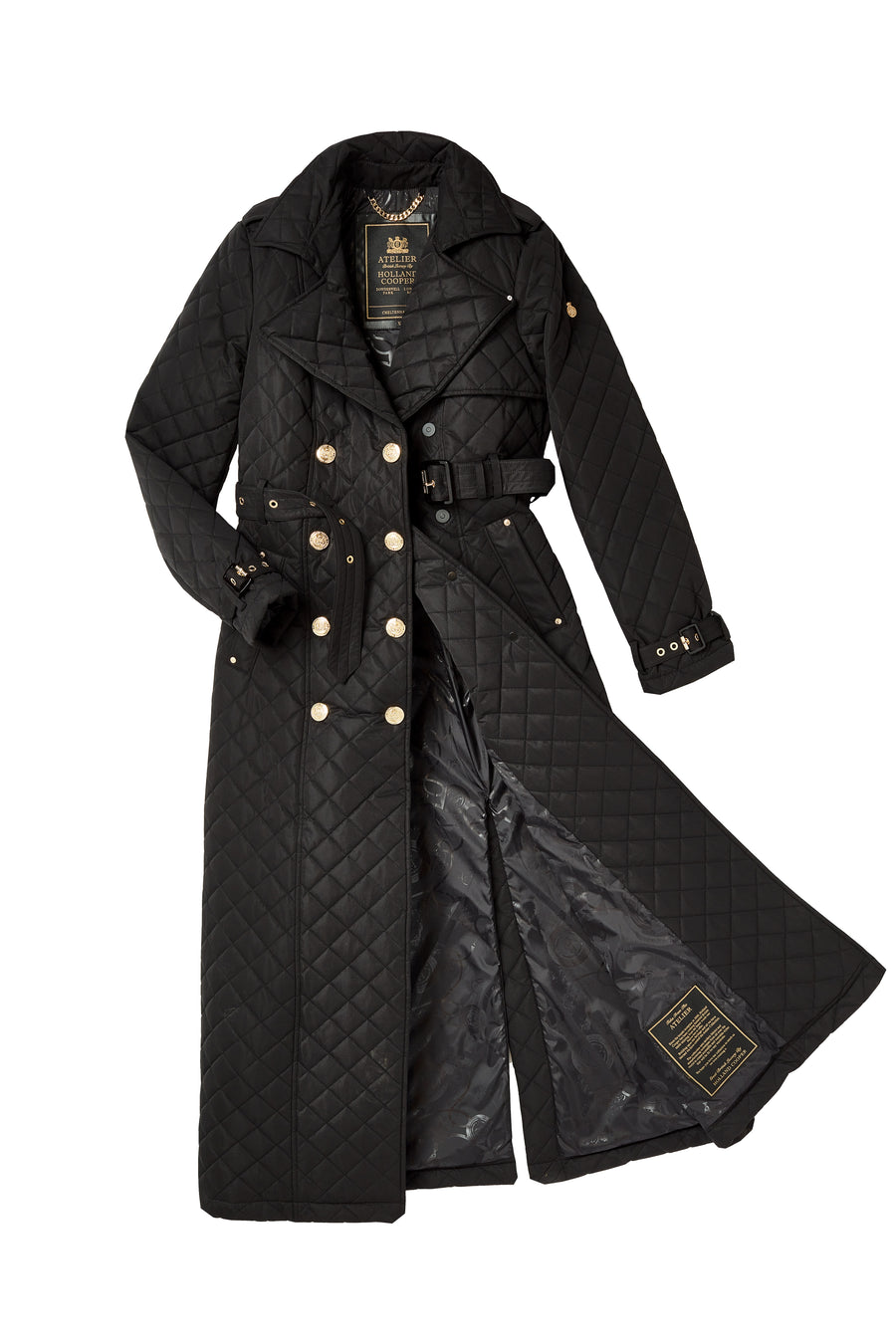 Full Length Enstone Quilted Trench Coat (Black) – Holland Cooper