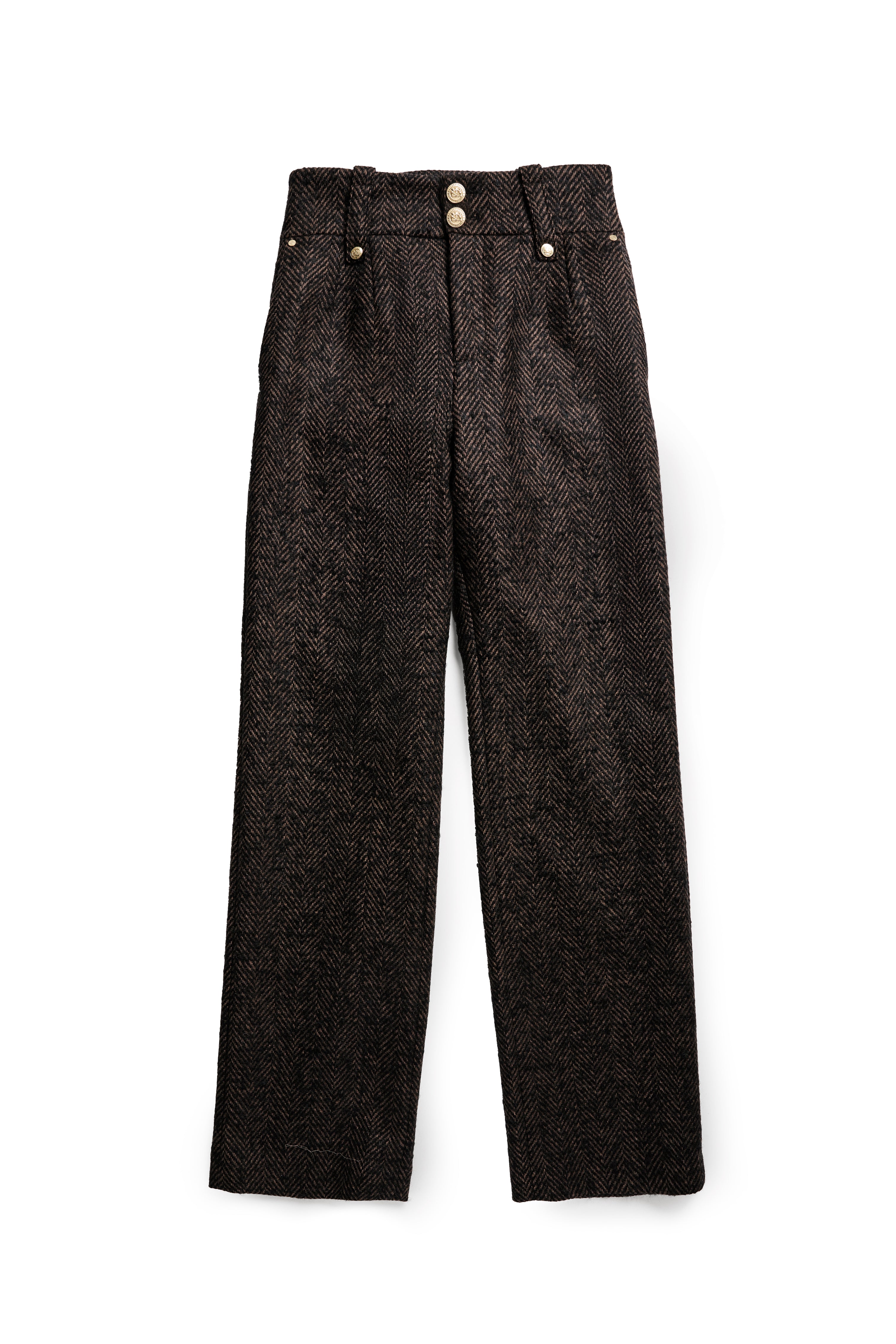 High Waisted Straight Trouser (Walnut Herringbone) – Holland Cooper