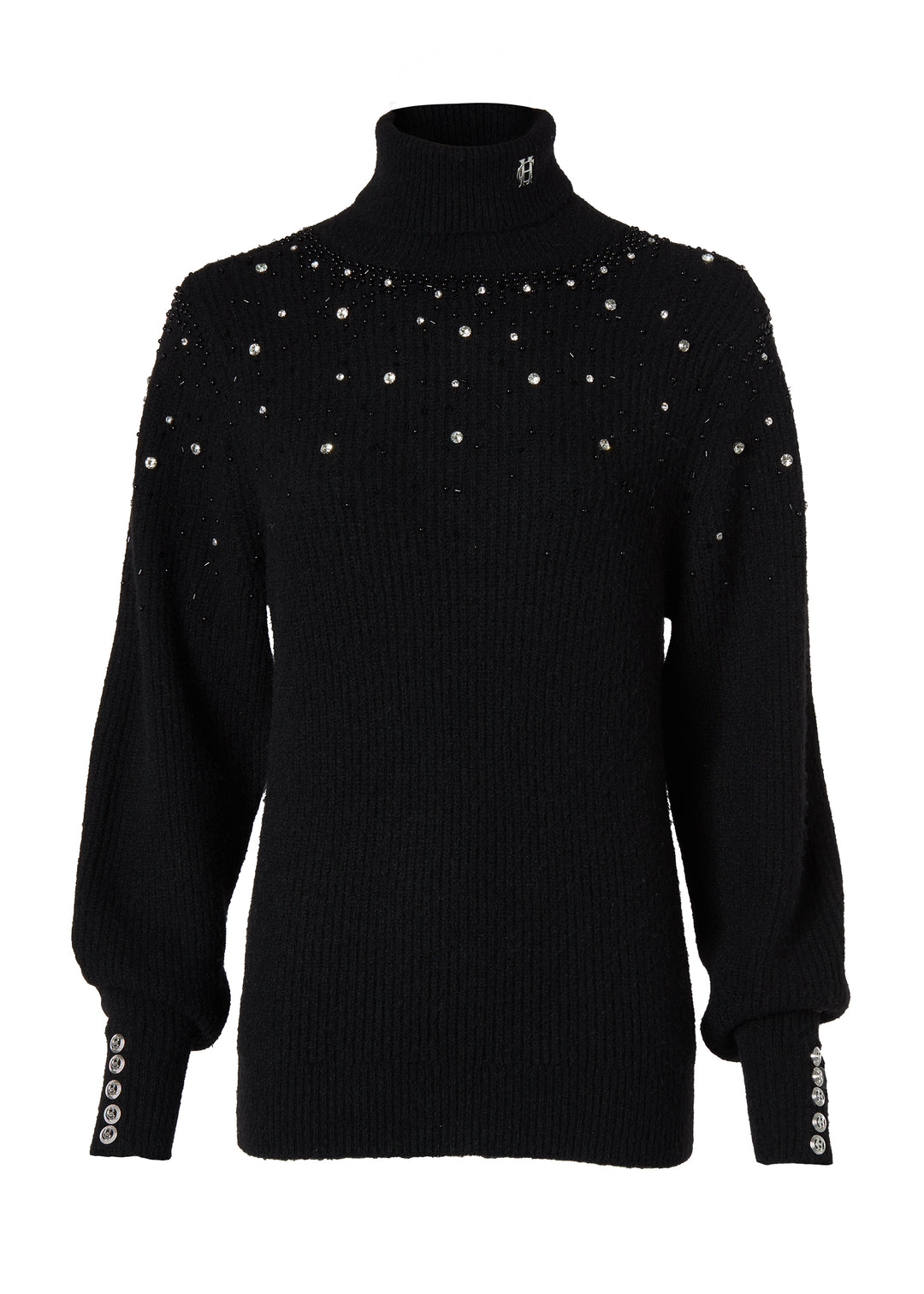 Kelsie Rib Embellished Roll Neck (Black) – Holland Cooper