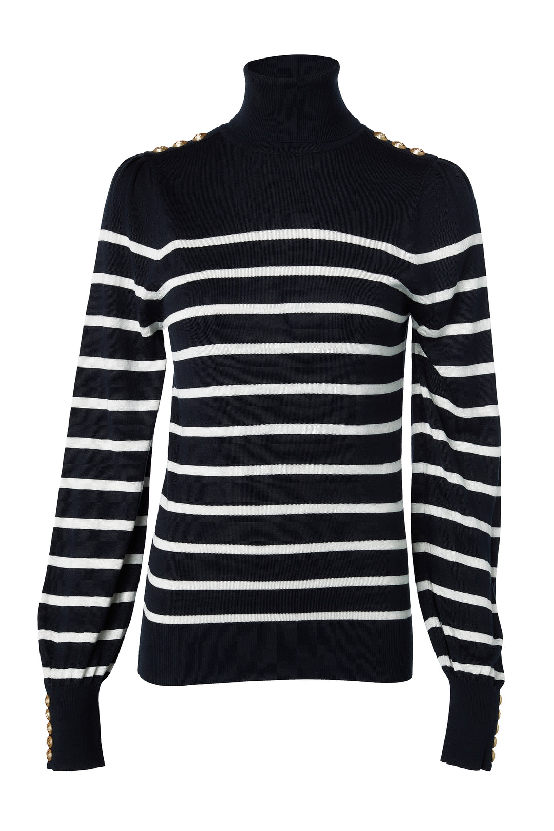 Kelsie Roll Neck Knit (Ink Navy Natural Stripe) – Holland Cooper