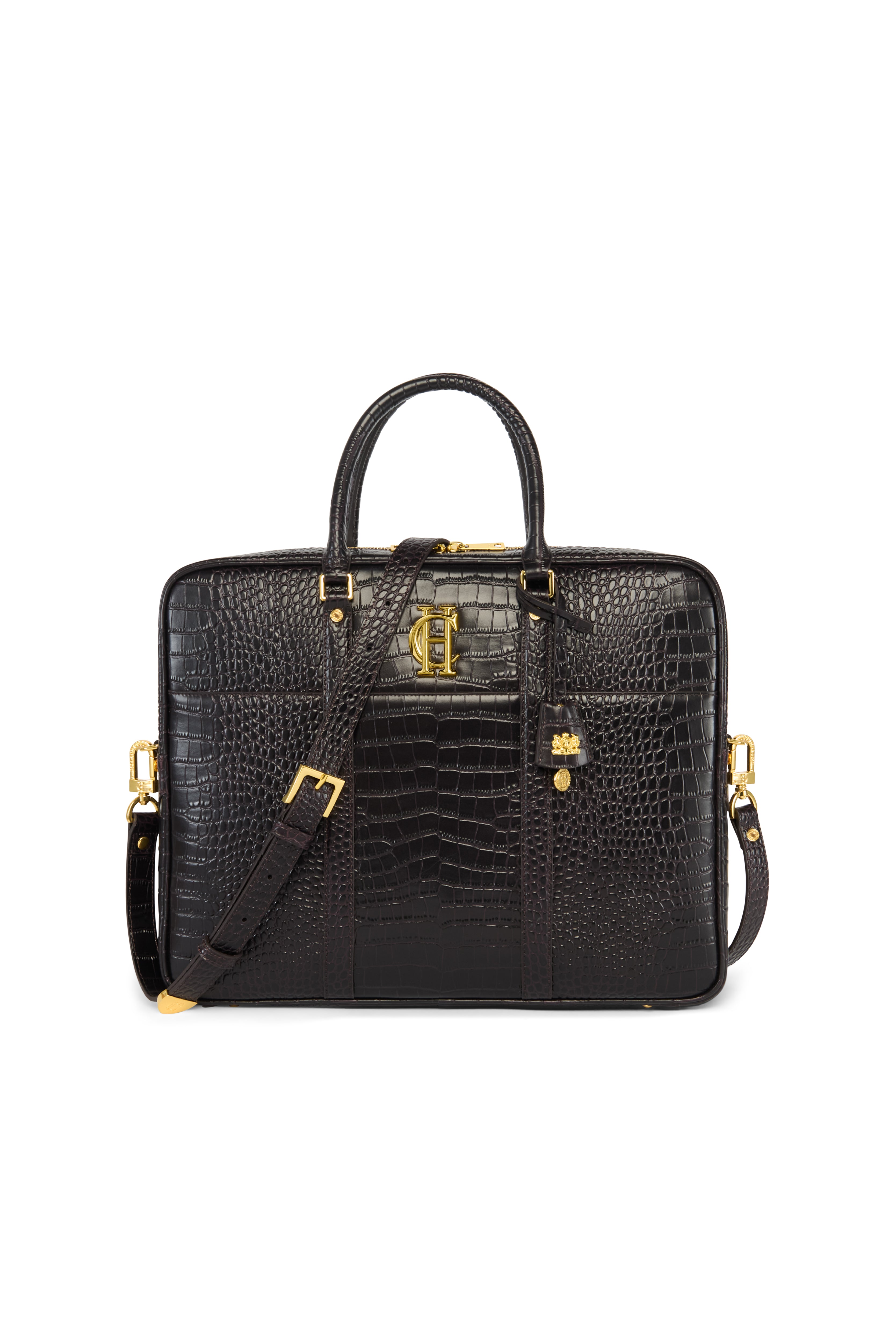 Knightsbridge Briefcase (Rich Chocolate Croc) – Holland Cooper