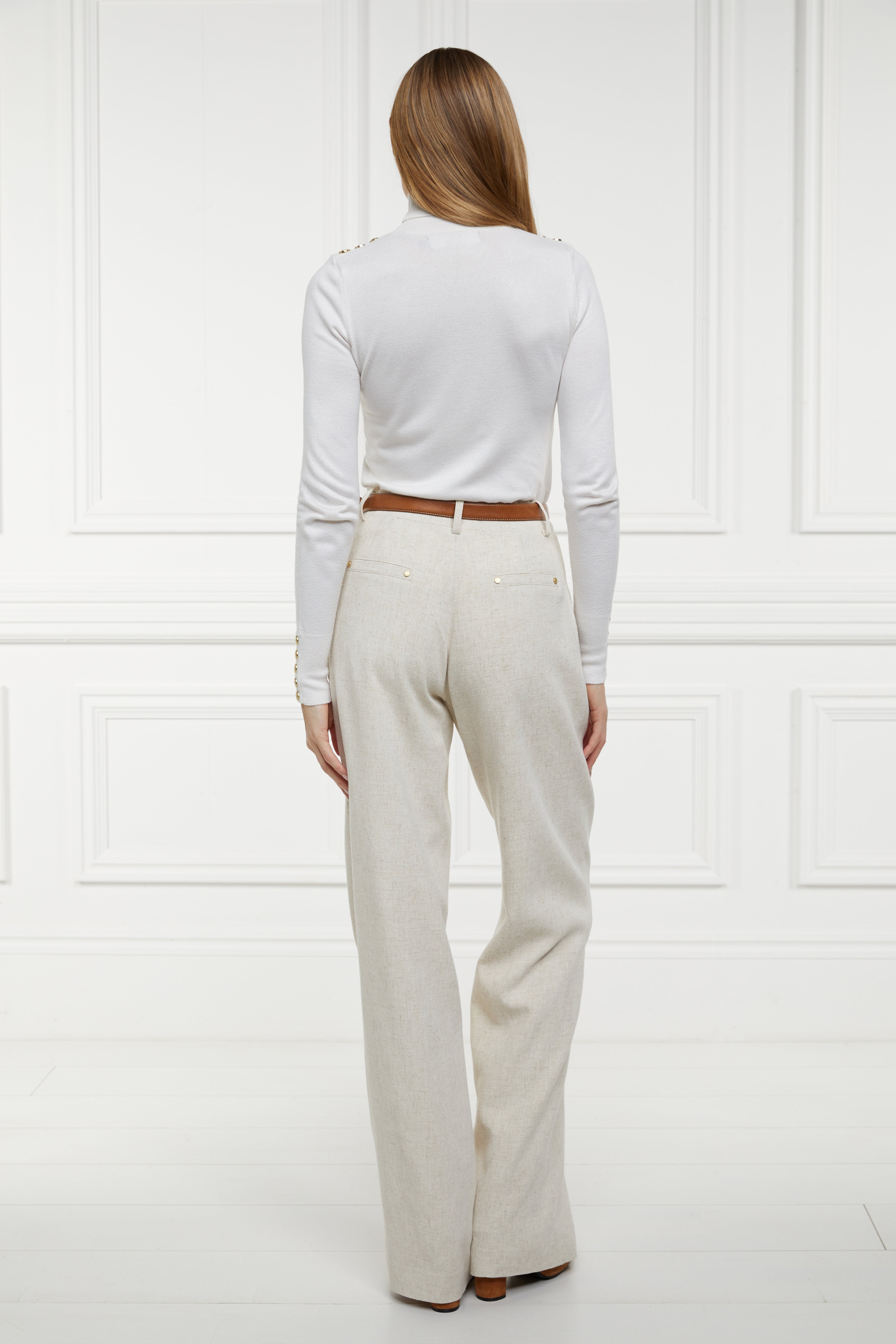 Belgravia Wide Leg Trouser (Natural Linen) – Holland Cooper