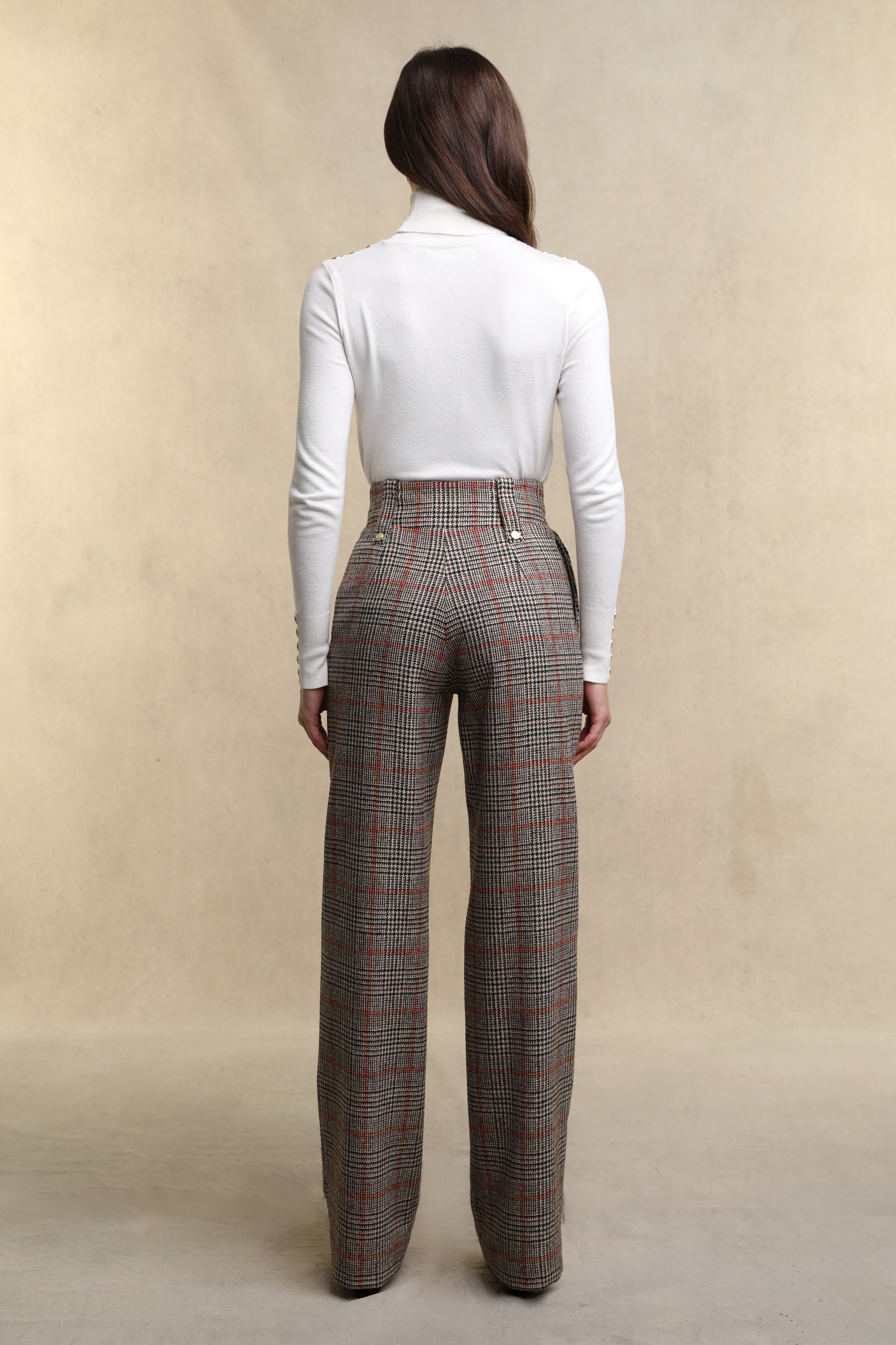 High Waisted Straight Trouser (Orange Windsor) – Holland Cooper