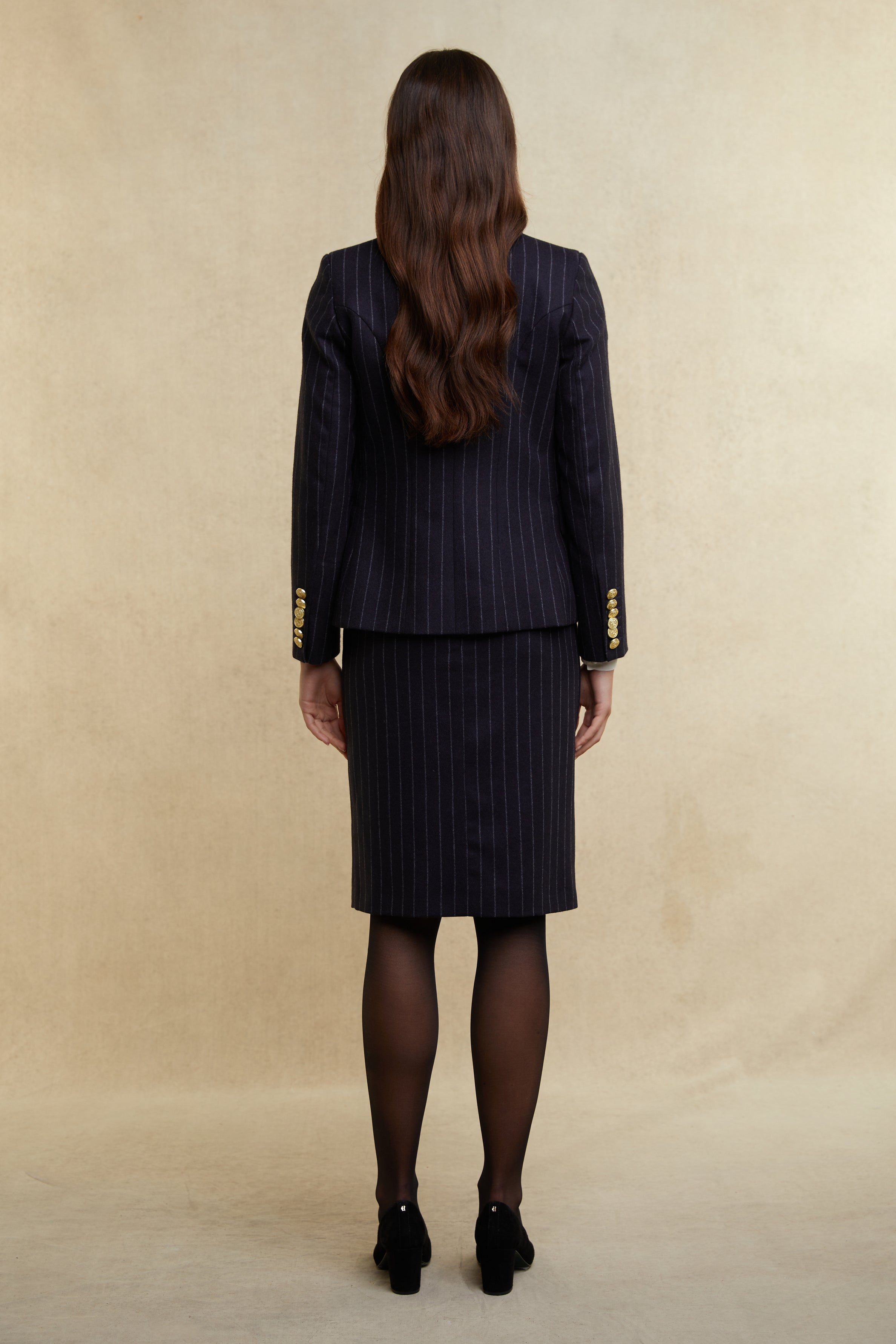 Mayfair Pencil Skirt (Navy Chalk Pinstripe) – Holland Cooper