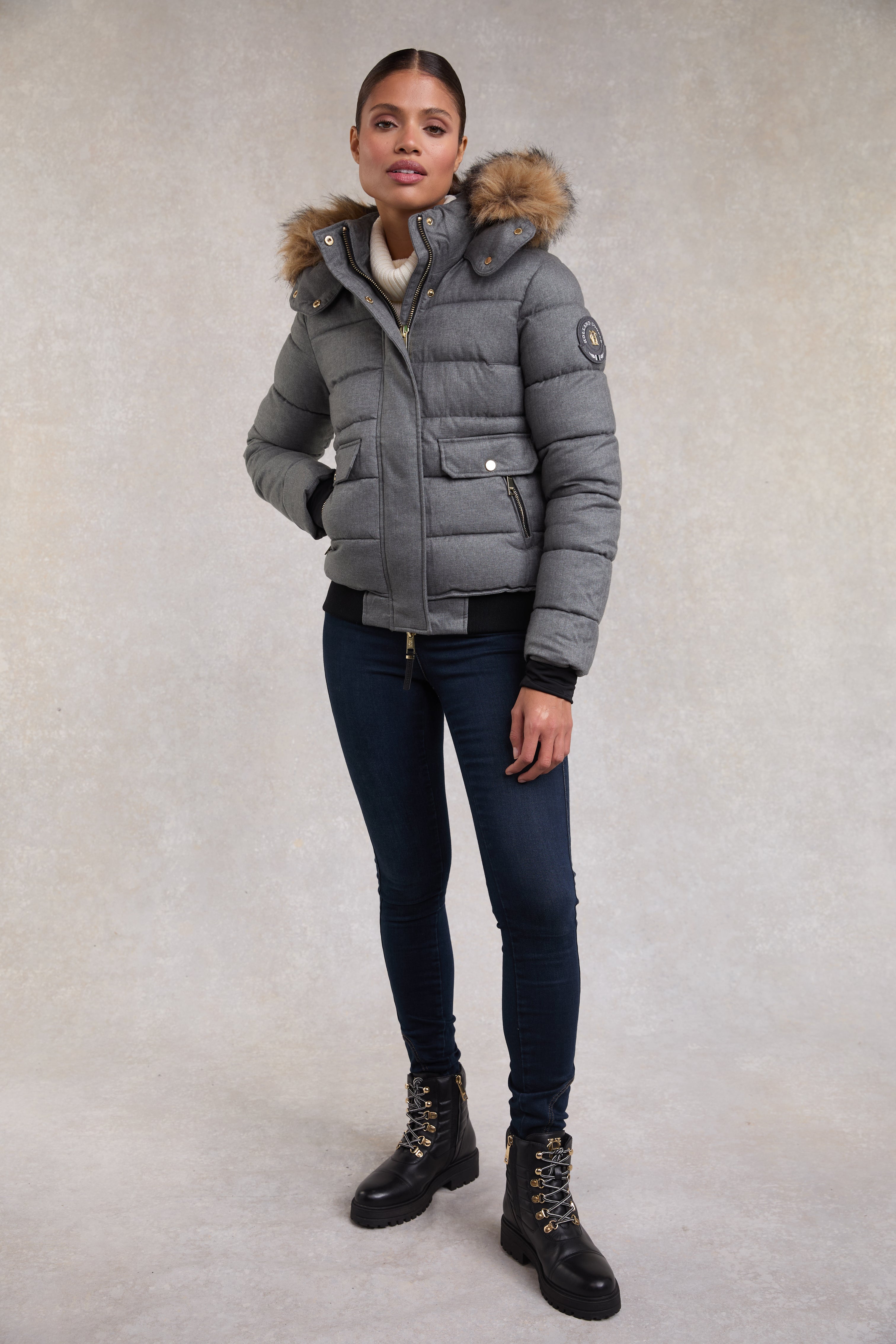 Cervinia Puffer (Light Grey Tweed) – Holland Cooper