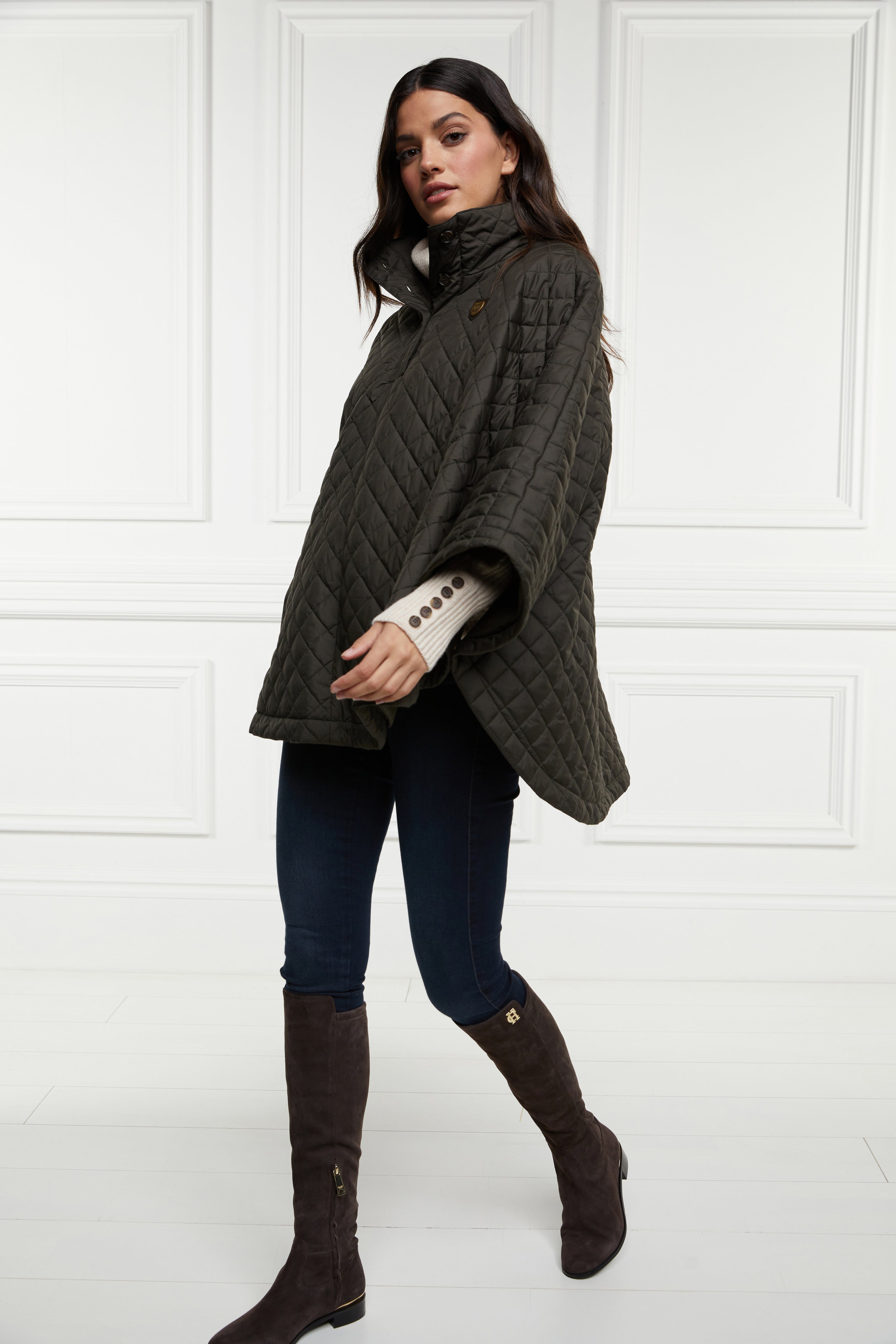 Brooke Quilted Cape (Dark Olive) – Holland Cooper