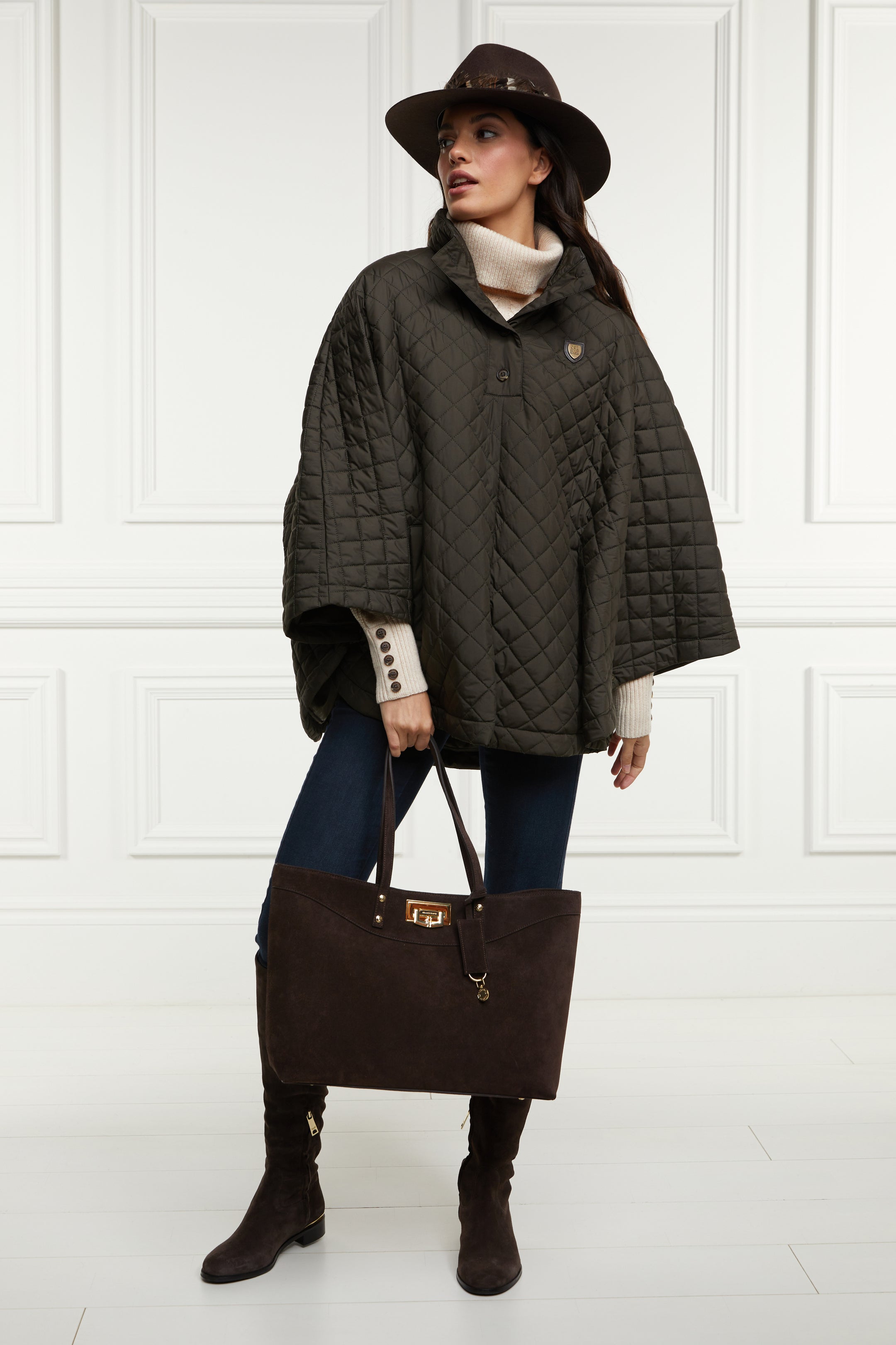 Brooke Quilted Cape (Dark Olive) – Holland Cooper