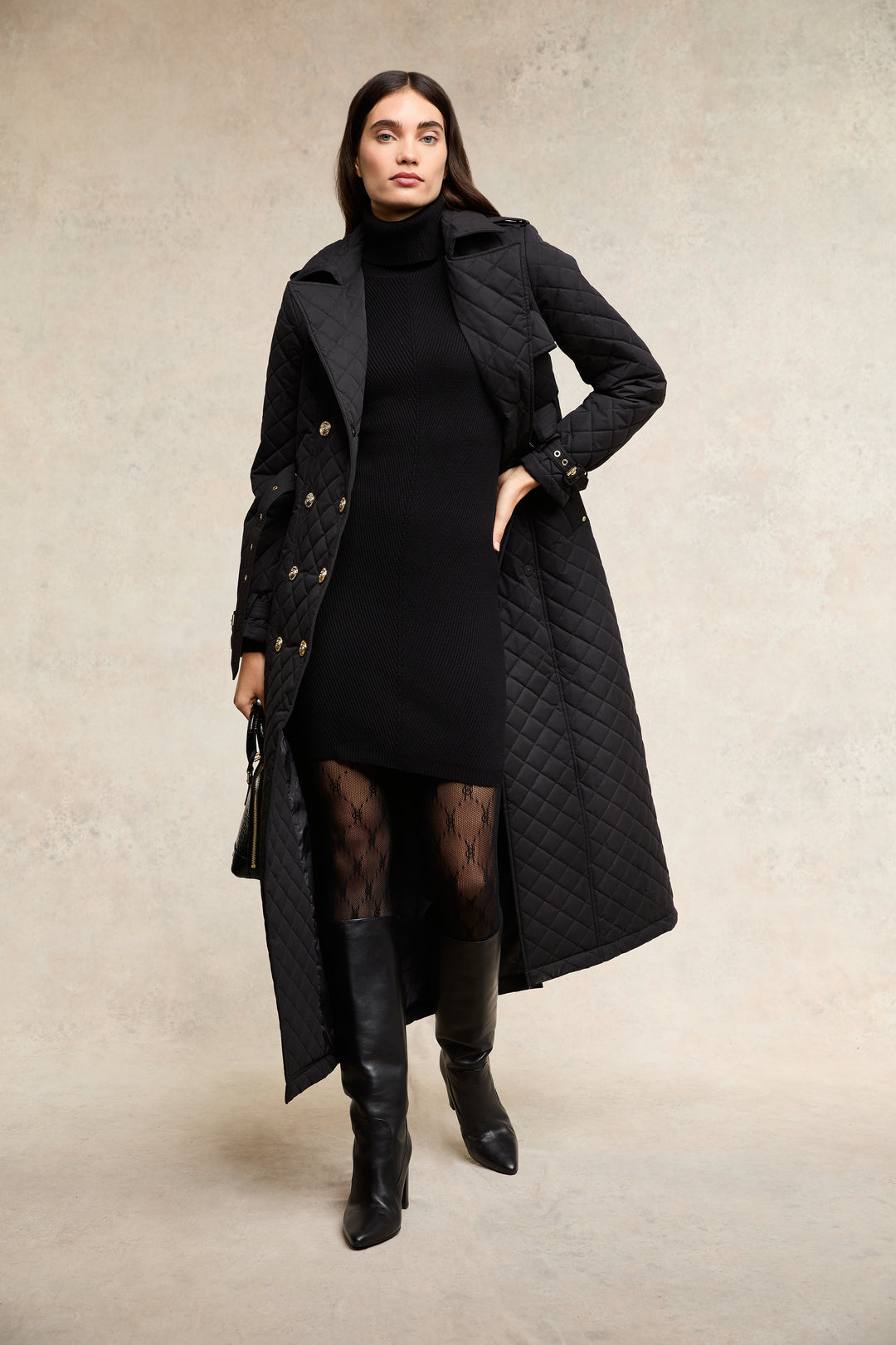 Full Length Enstone Quilted Trench Coat (Black) – Holland Cooper