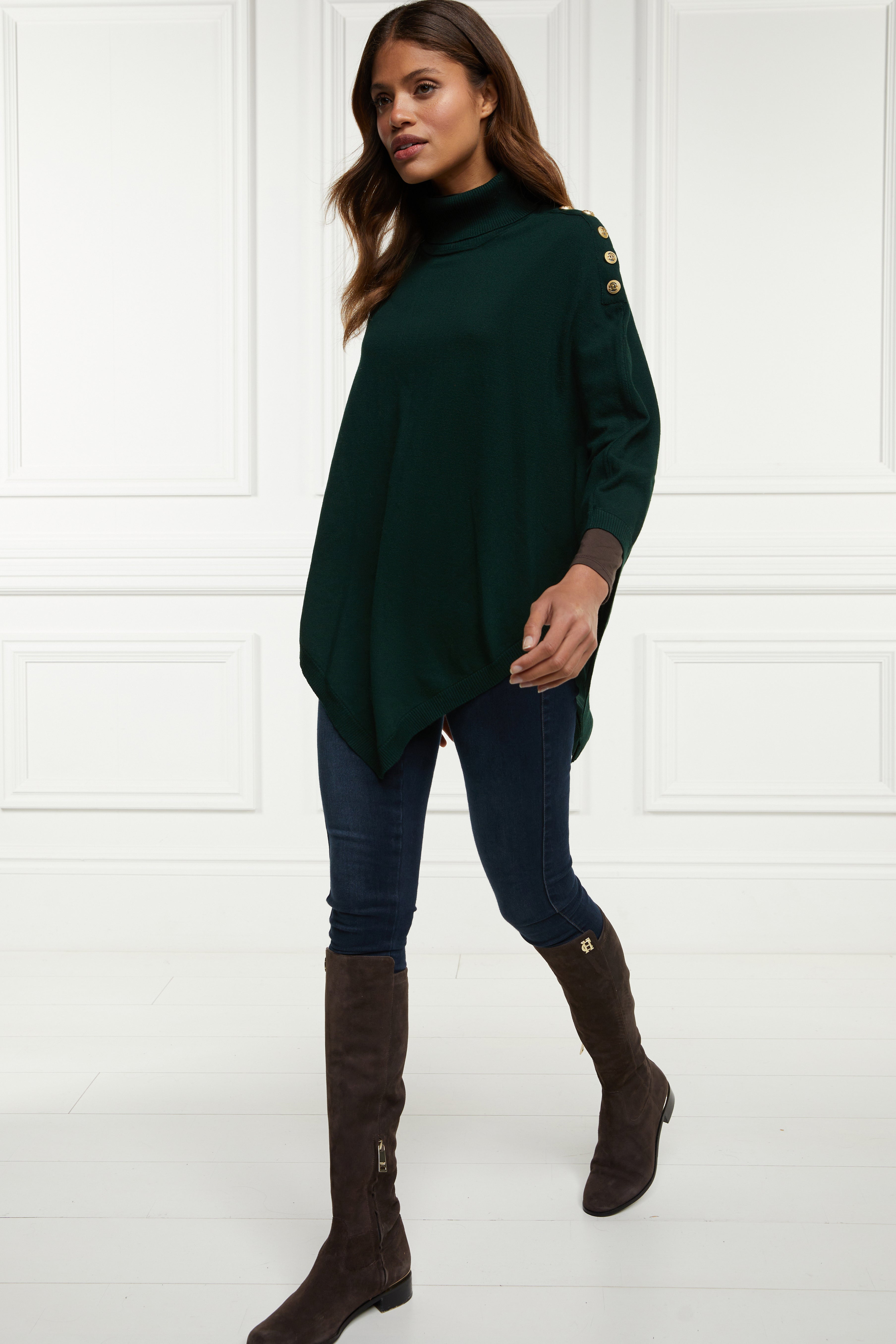 Roll Neck Cape (Deep Emerald) – Holland Cooper