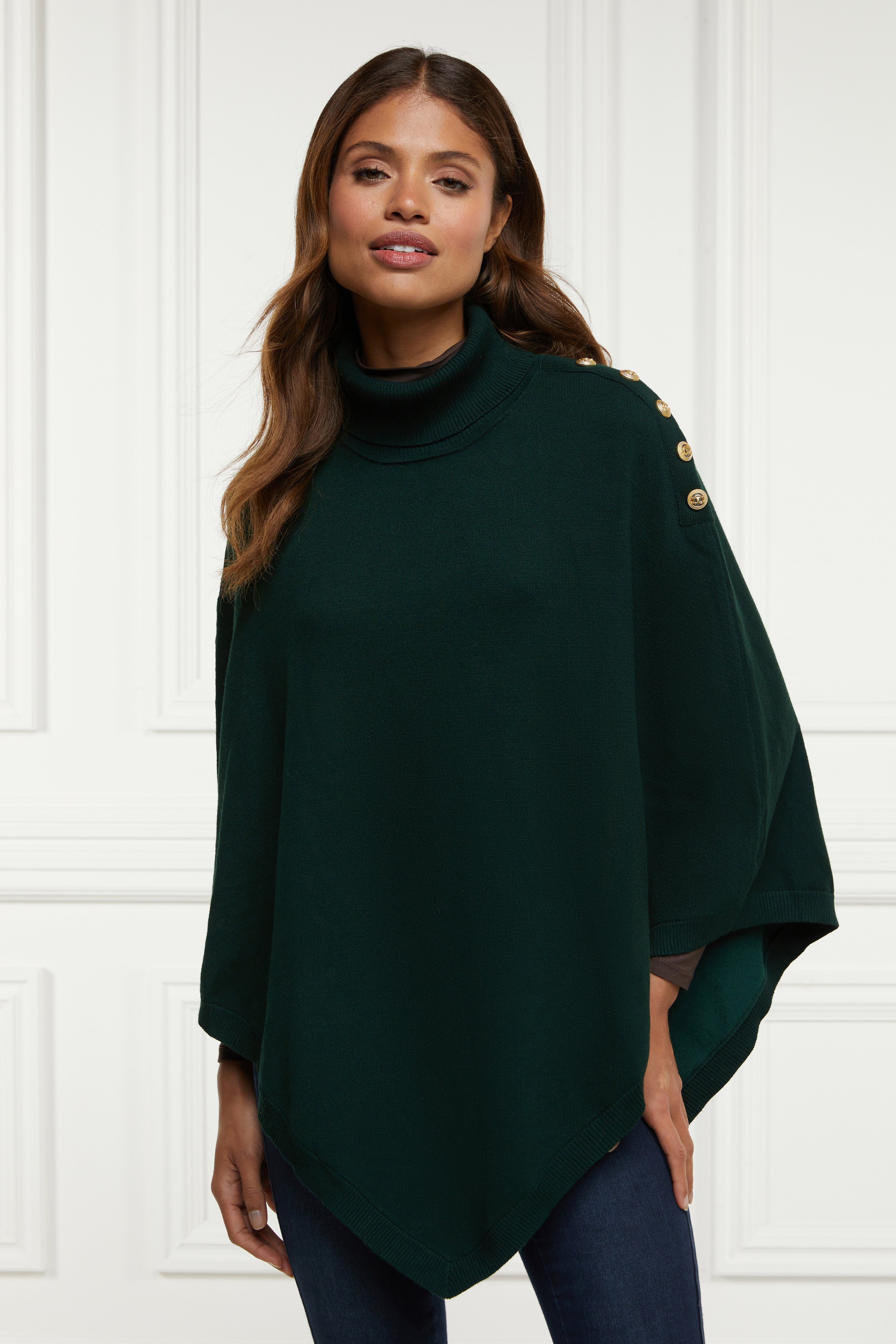 Roll Neck Cape (Deep Emerald) – Holland Cooper