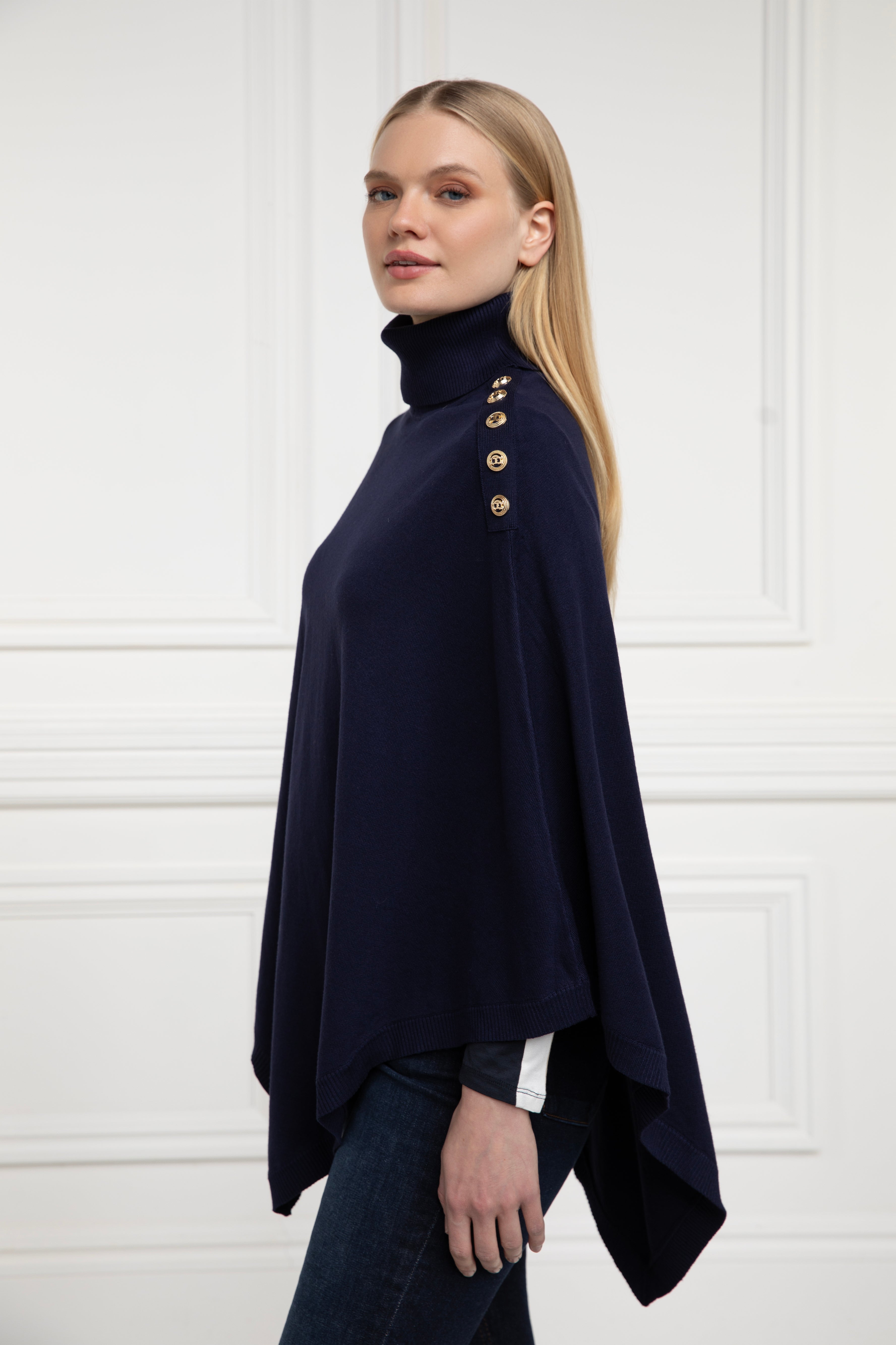 Roll Neck Cape (Ink Navy) – Holland Cooper