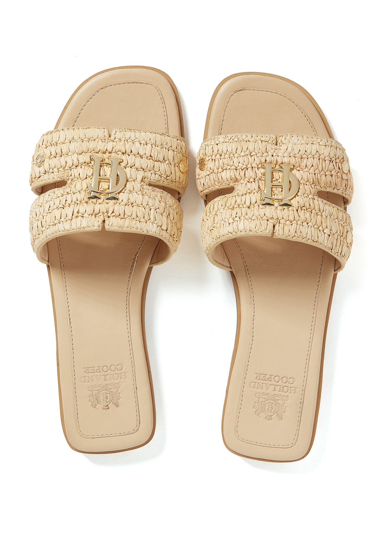 Monogram Slides (Natural Straw) – Holland Cooper