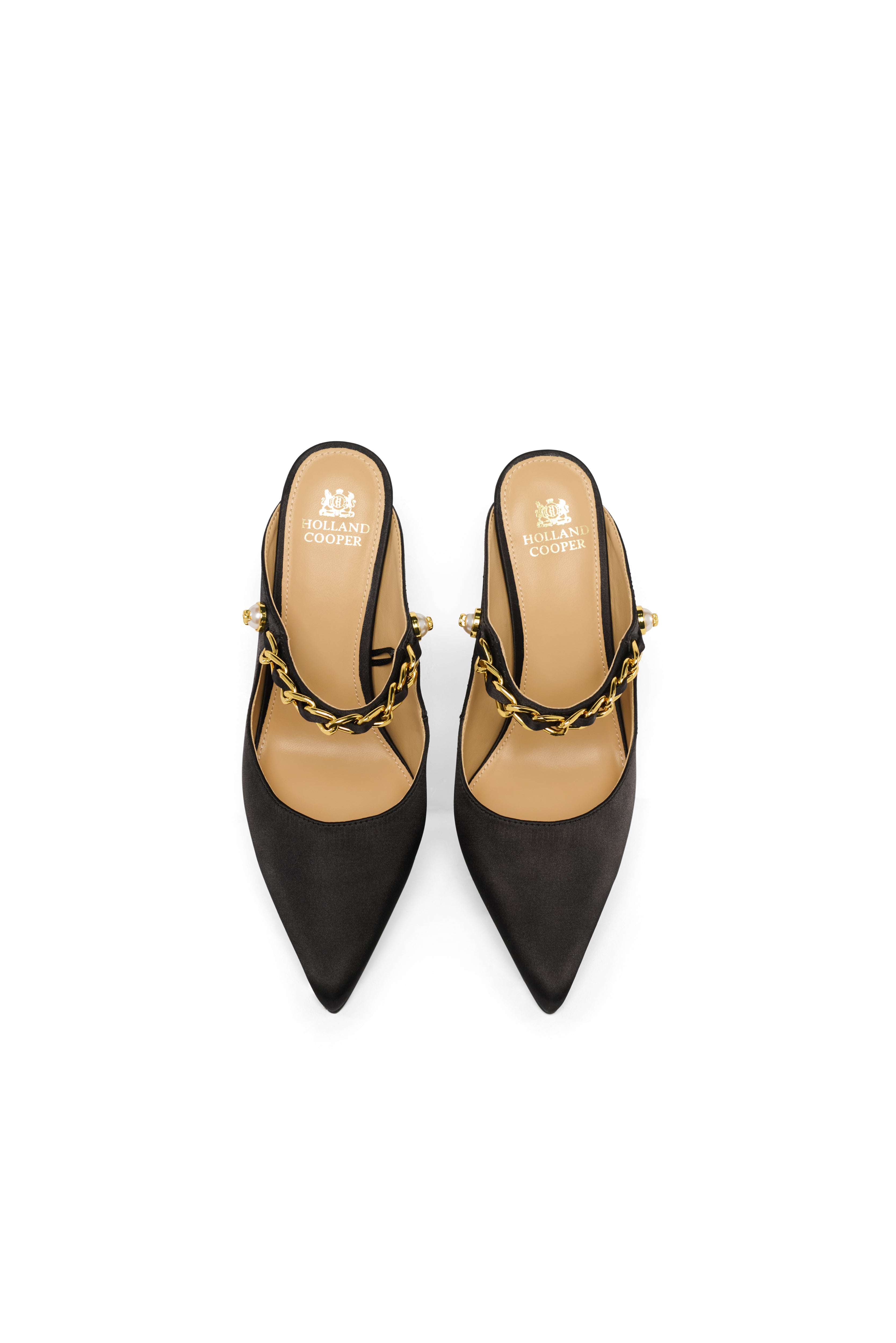 Regency Satin Pearl Stiletto (Black Satin) – Holland Cooper