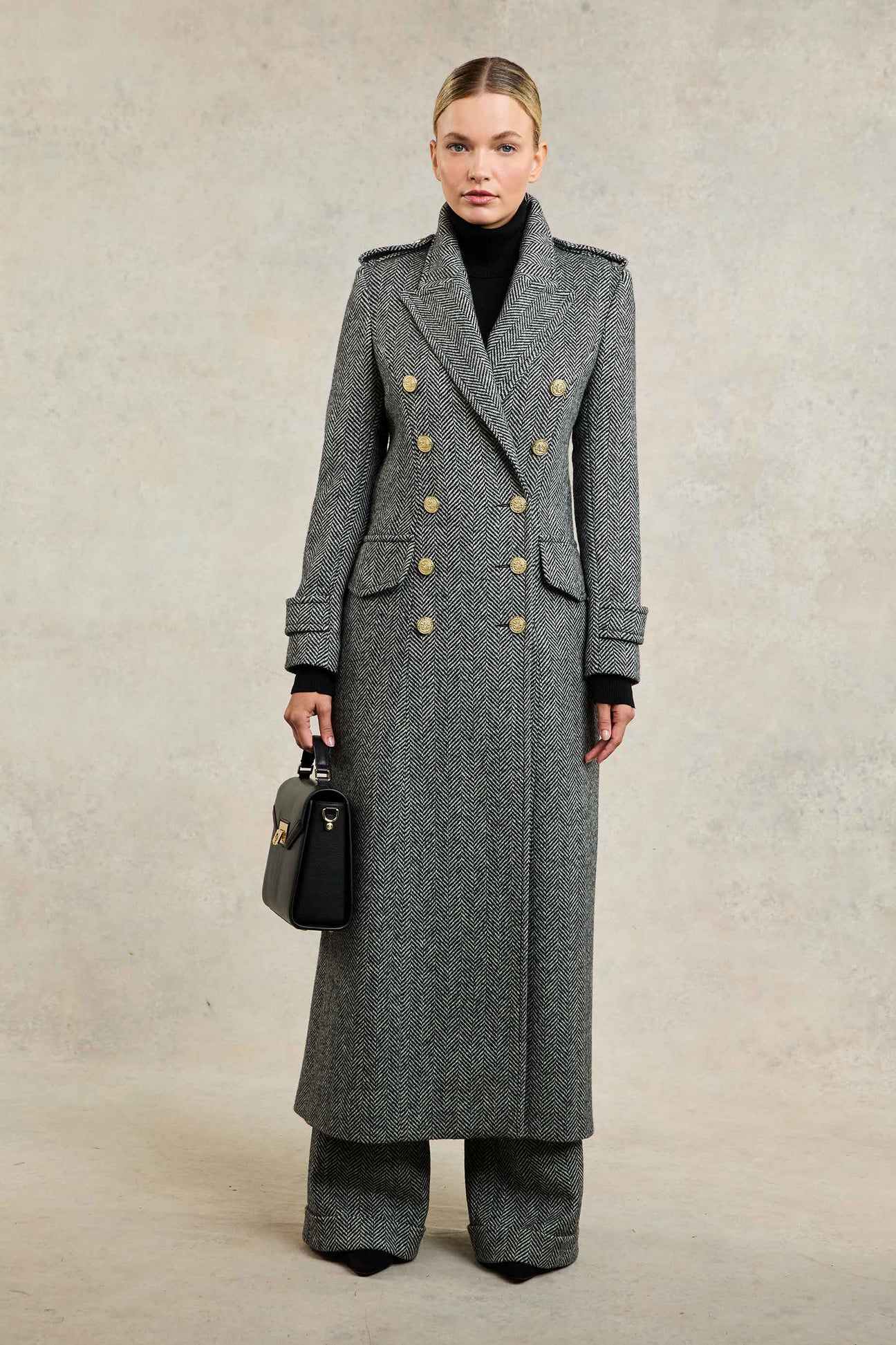 The Great Coat (Wide Tooth Black Herringbone) – Holland Cooper