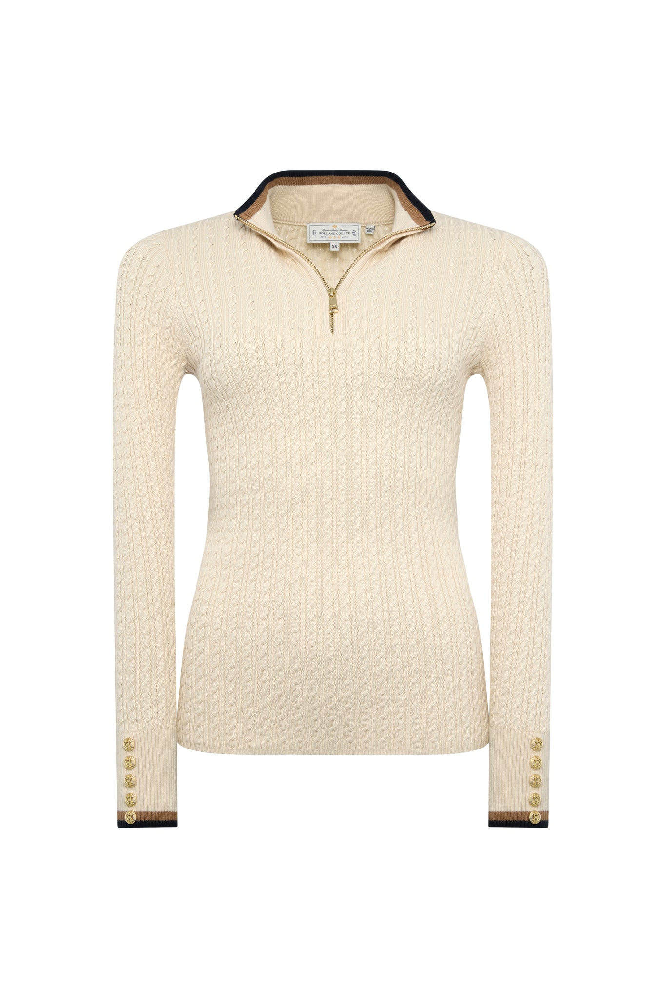 Zoe Quarter Zip Knit (Almond) – Holland Cooper