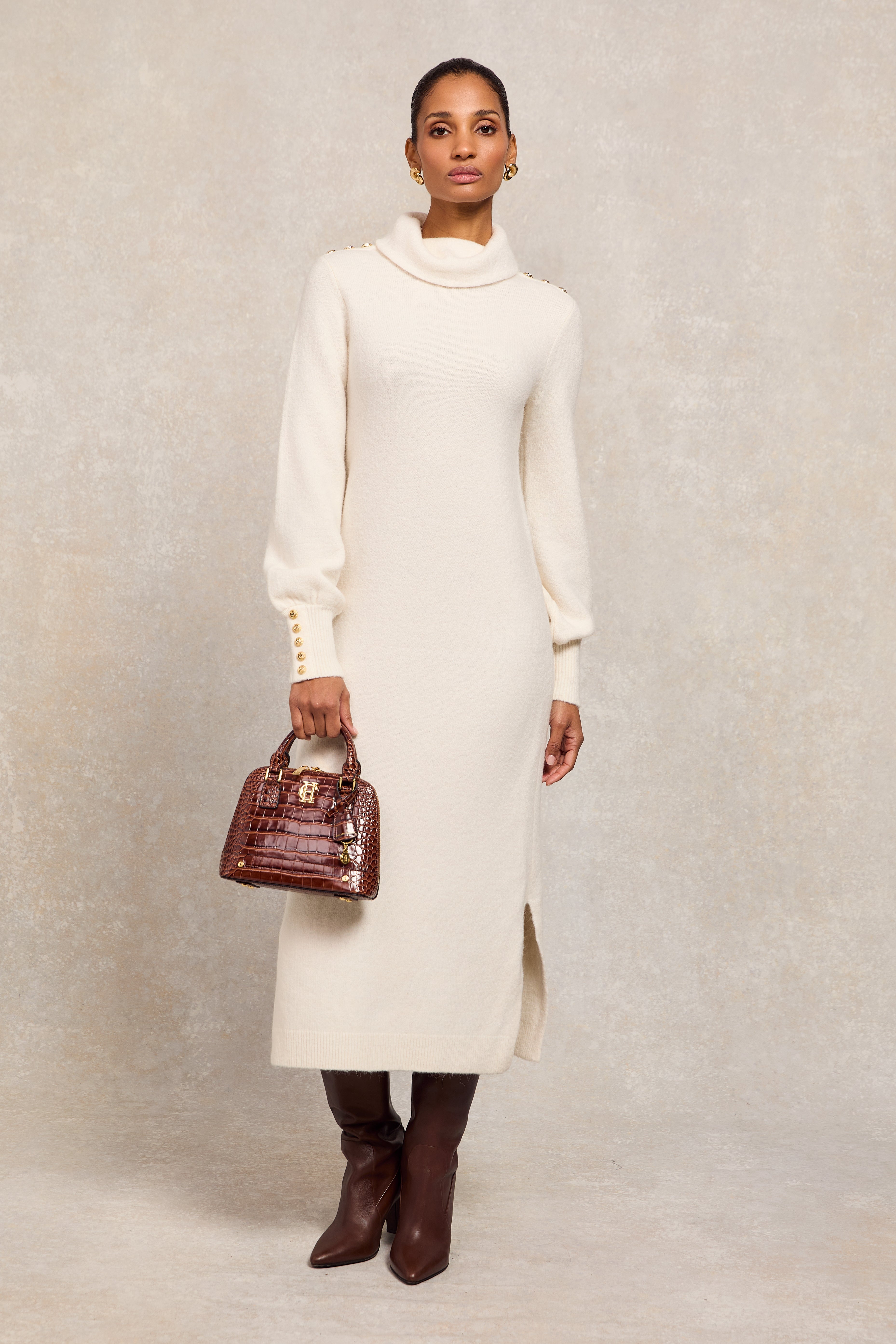 Berkeley Roll Neck Dress (Natural) – Holland Cooper