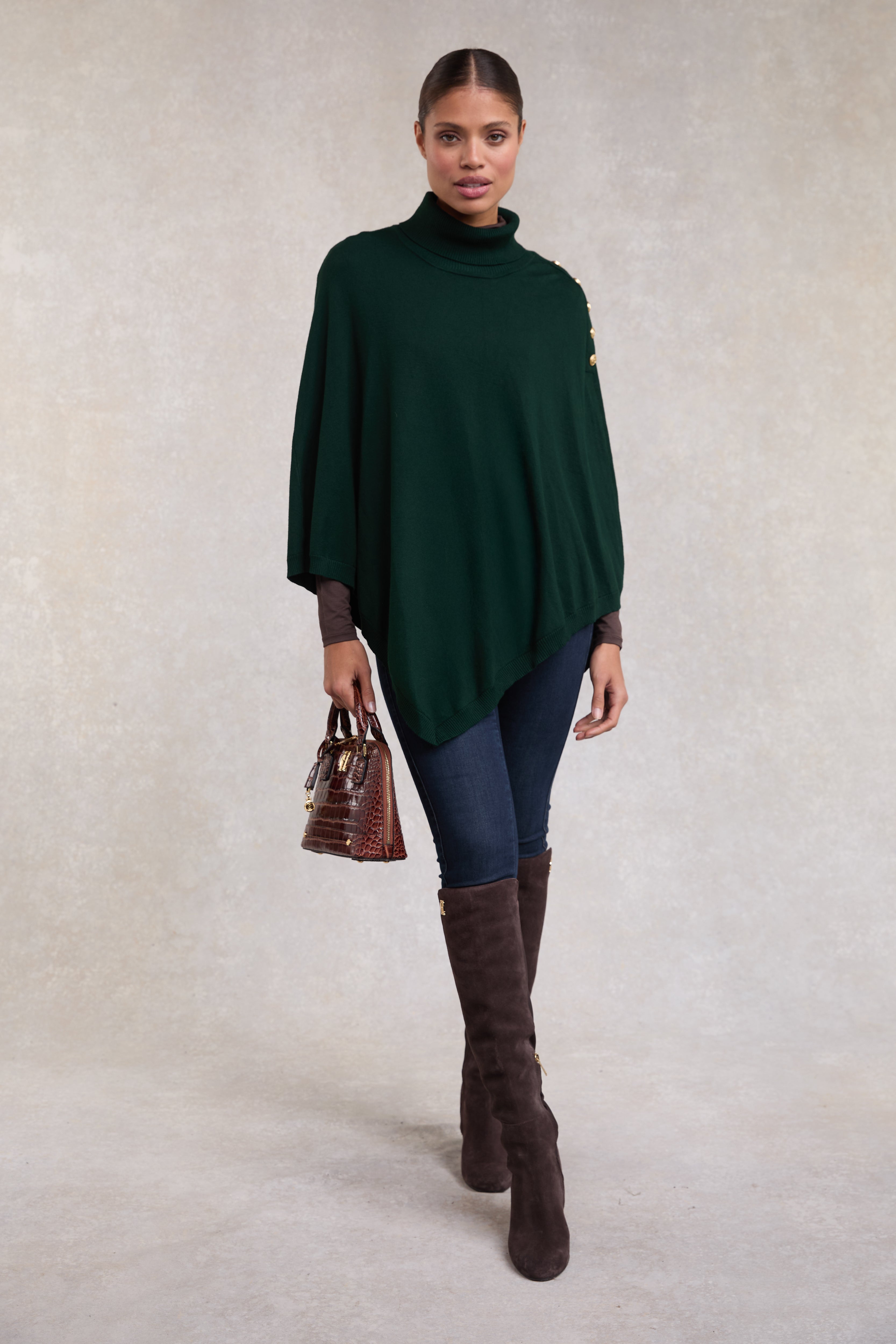 Roll Neck Cape (Deep Emerald) – Holland Cooper