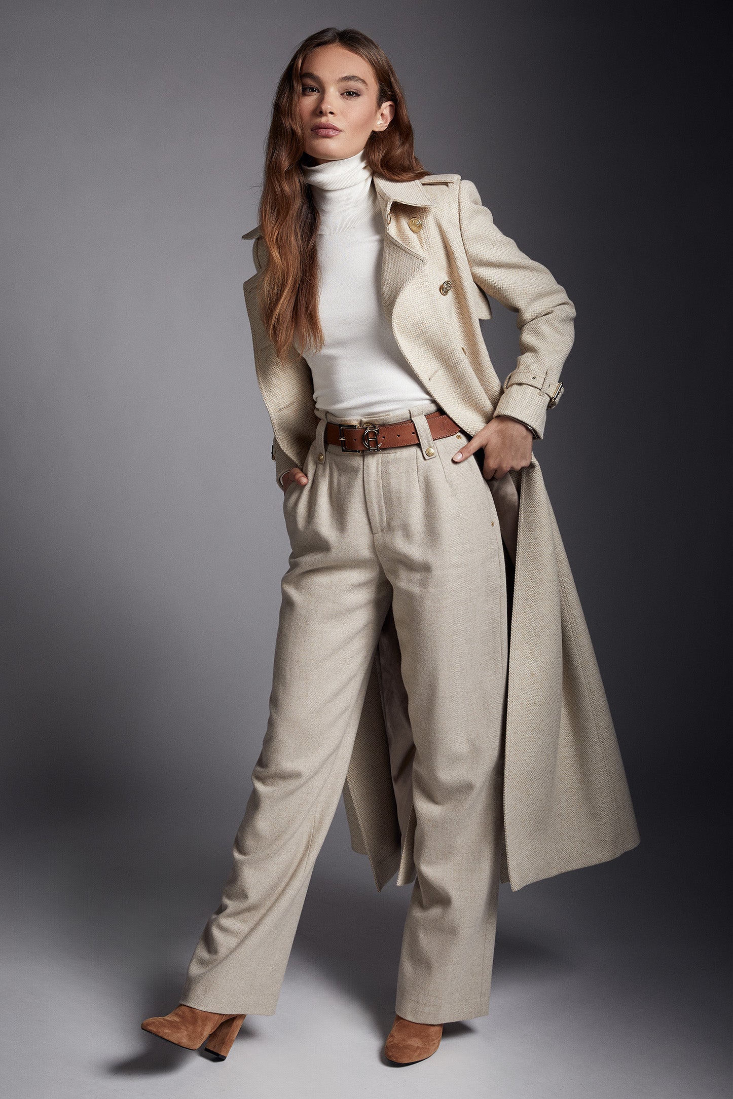 High Waisted Straight Trouser (Oatmeal) – Holland Cooper