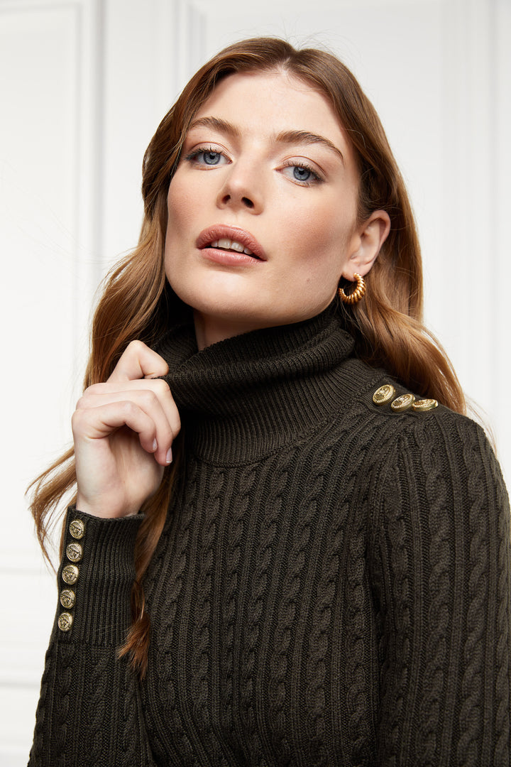 Seattle Roll Neck Cable Knit (Fern Green) – Holland Cooper