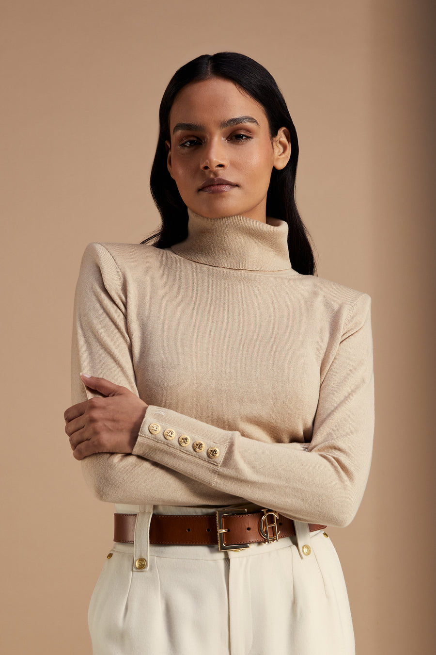 Victoria Cashmere Roll Neck (Stone) – Holland Cooper